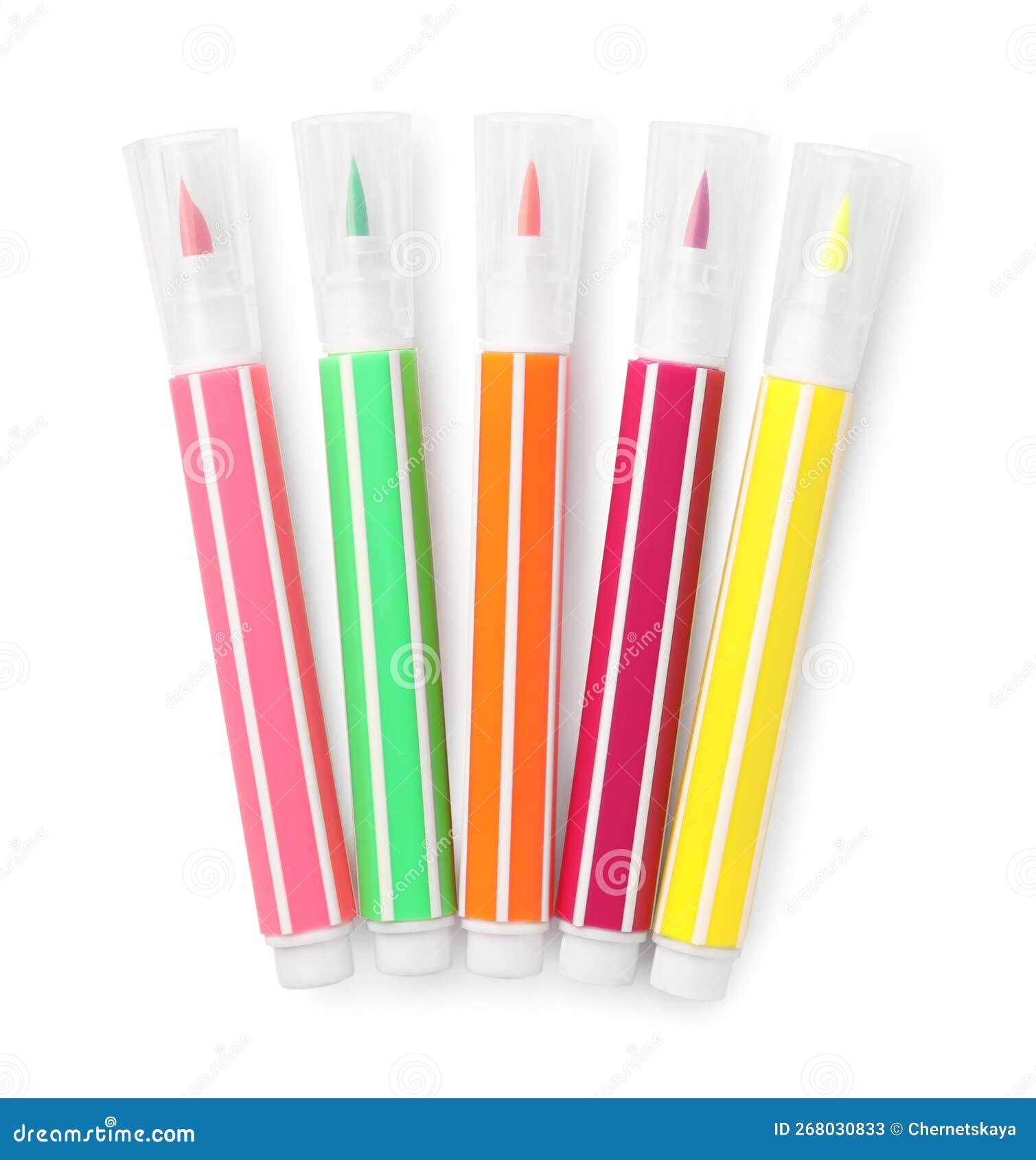 Many Bright Markers Isolated on White, Top View Stock Image - Image of ...
