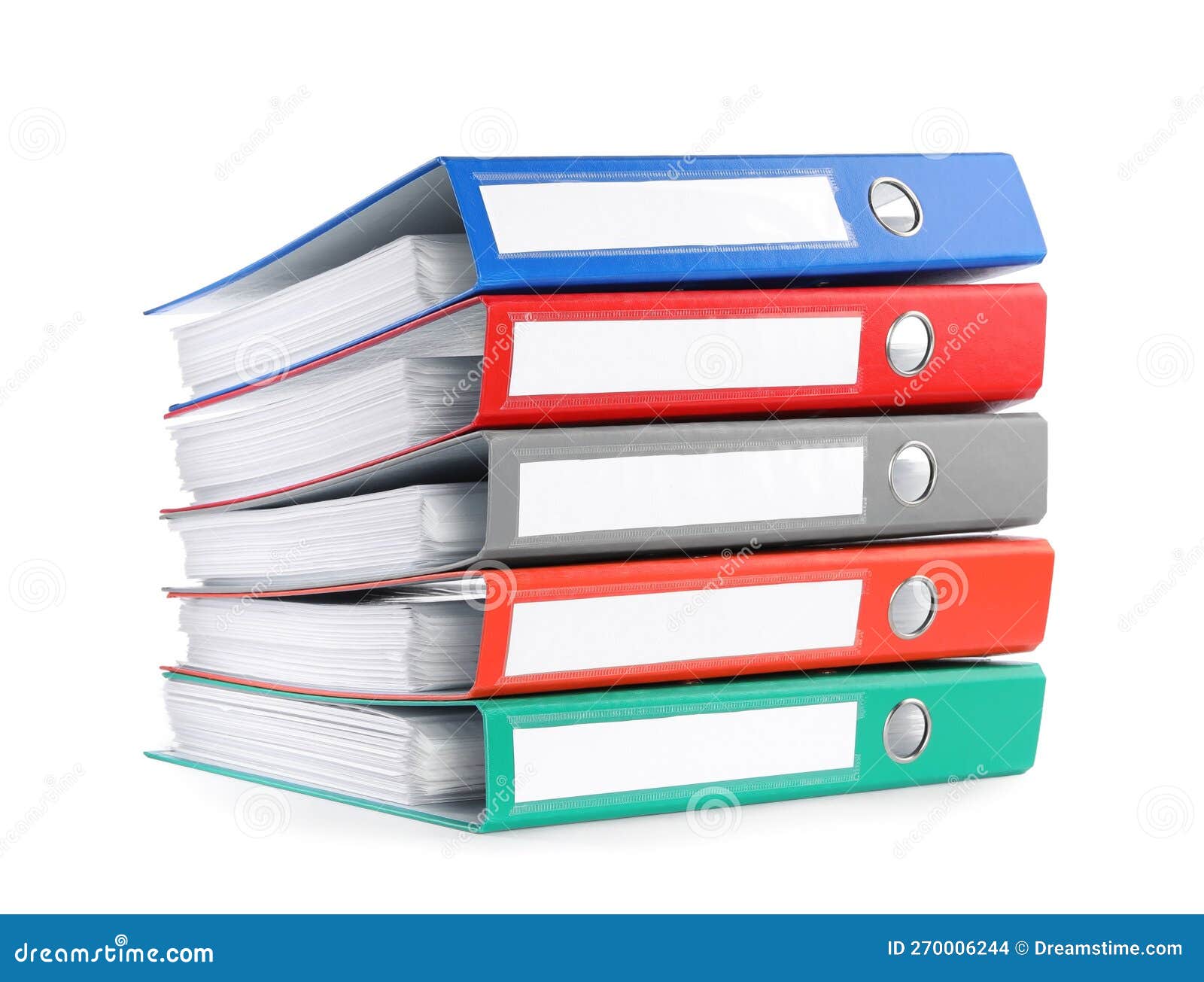 Many Bright Office Folders Isolated on White Stock Photo - Image of ...