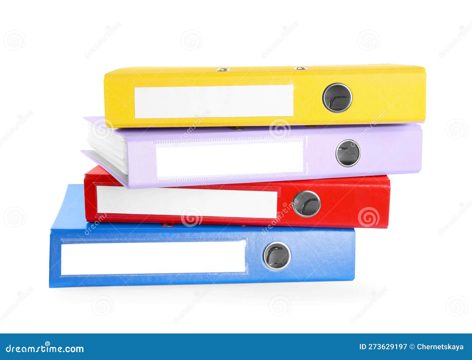 Many Bright Office Folders Isolated on White Stock Image - Image of ...