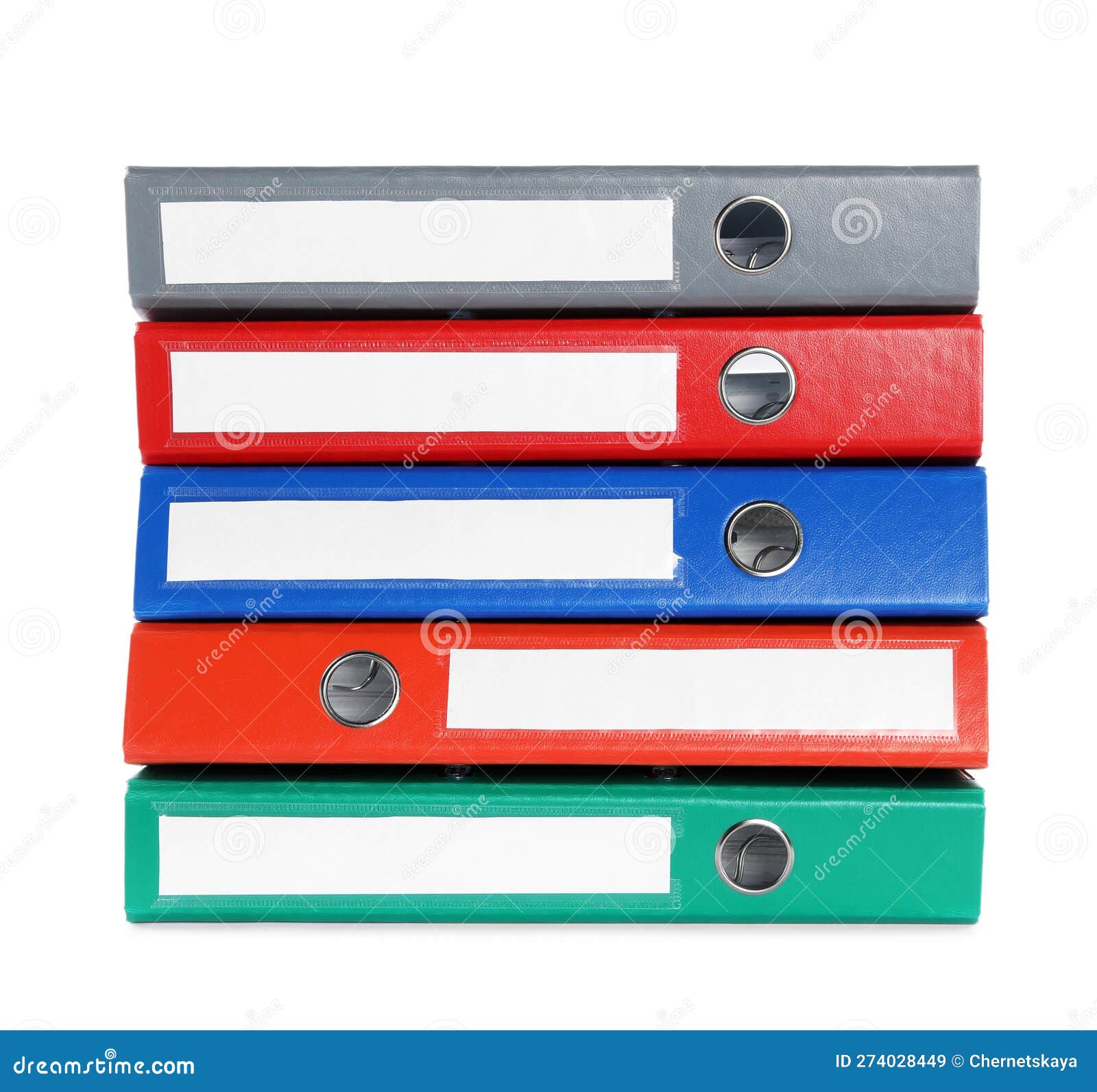 Many Bright Office Folders Isolated on White Stock Image - Image of ...