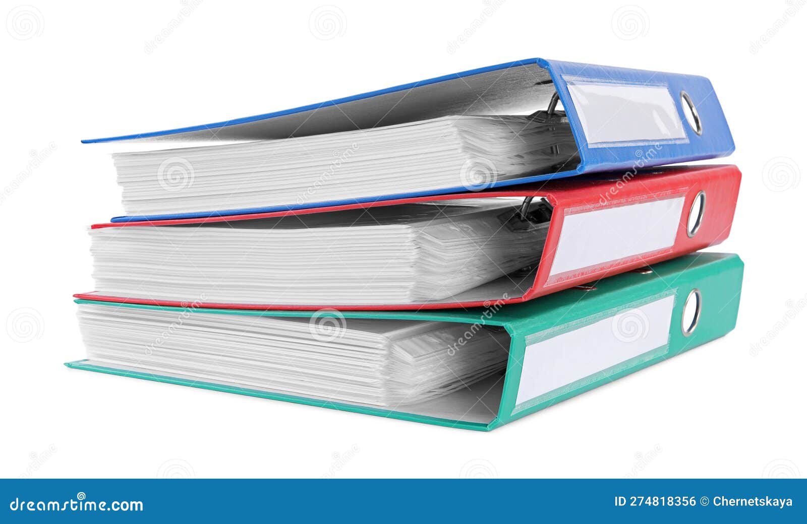 Many Bright Office Folders Isolated on White Stock Photo - Image of ...