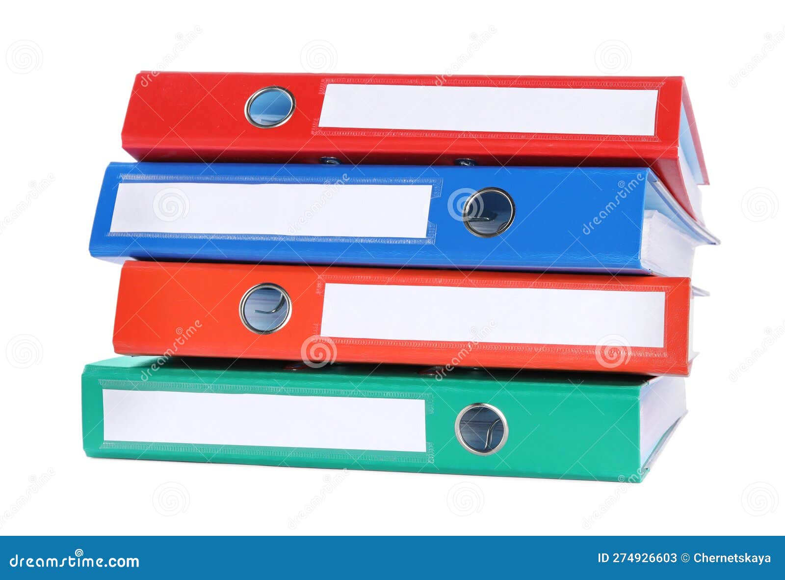 Many Bright Office Folders Isolated on White Stock Image - Image of ...