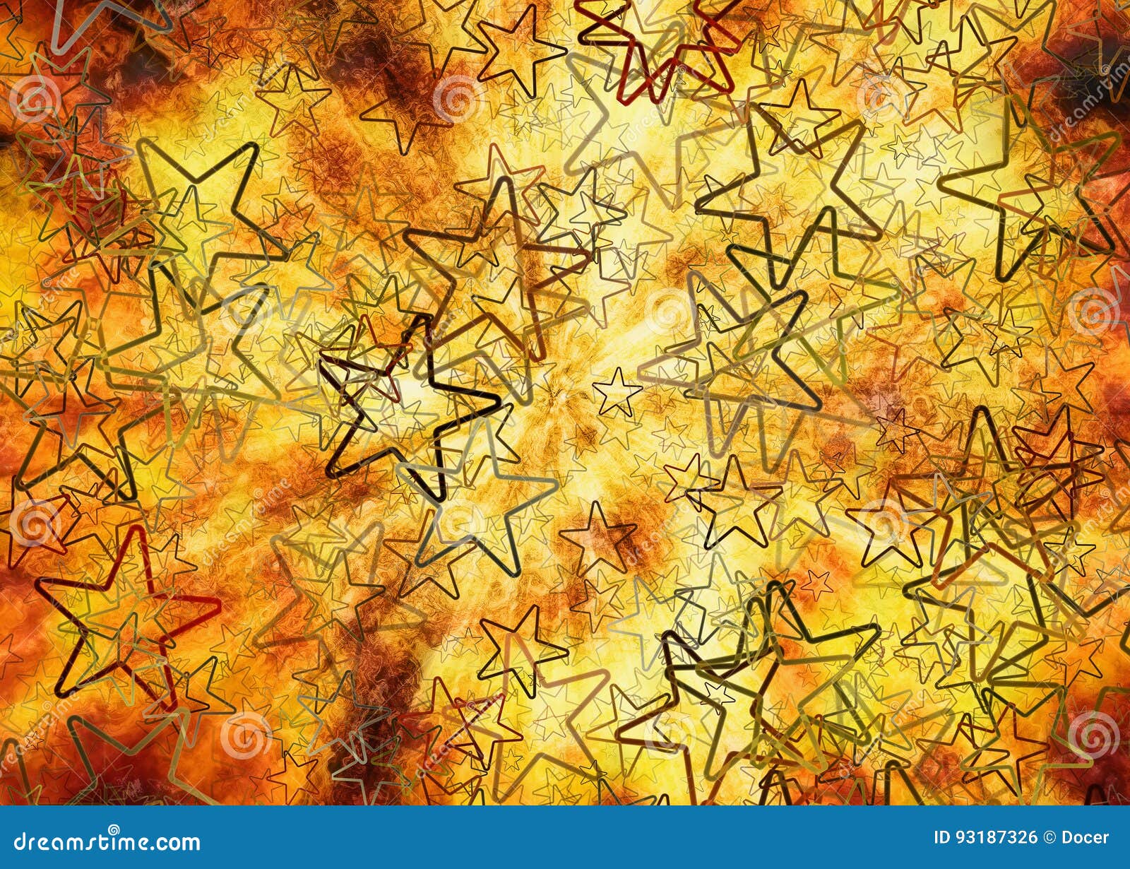 Many Bright Painted Stars on Fire Background Stock Illustration ...