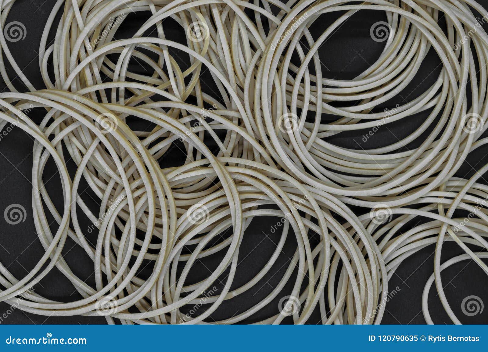 Many Brown Rubber Rings on Black Background Surface Stock Image - Image ...