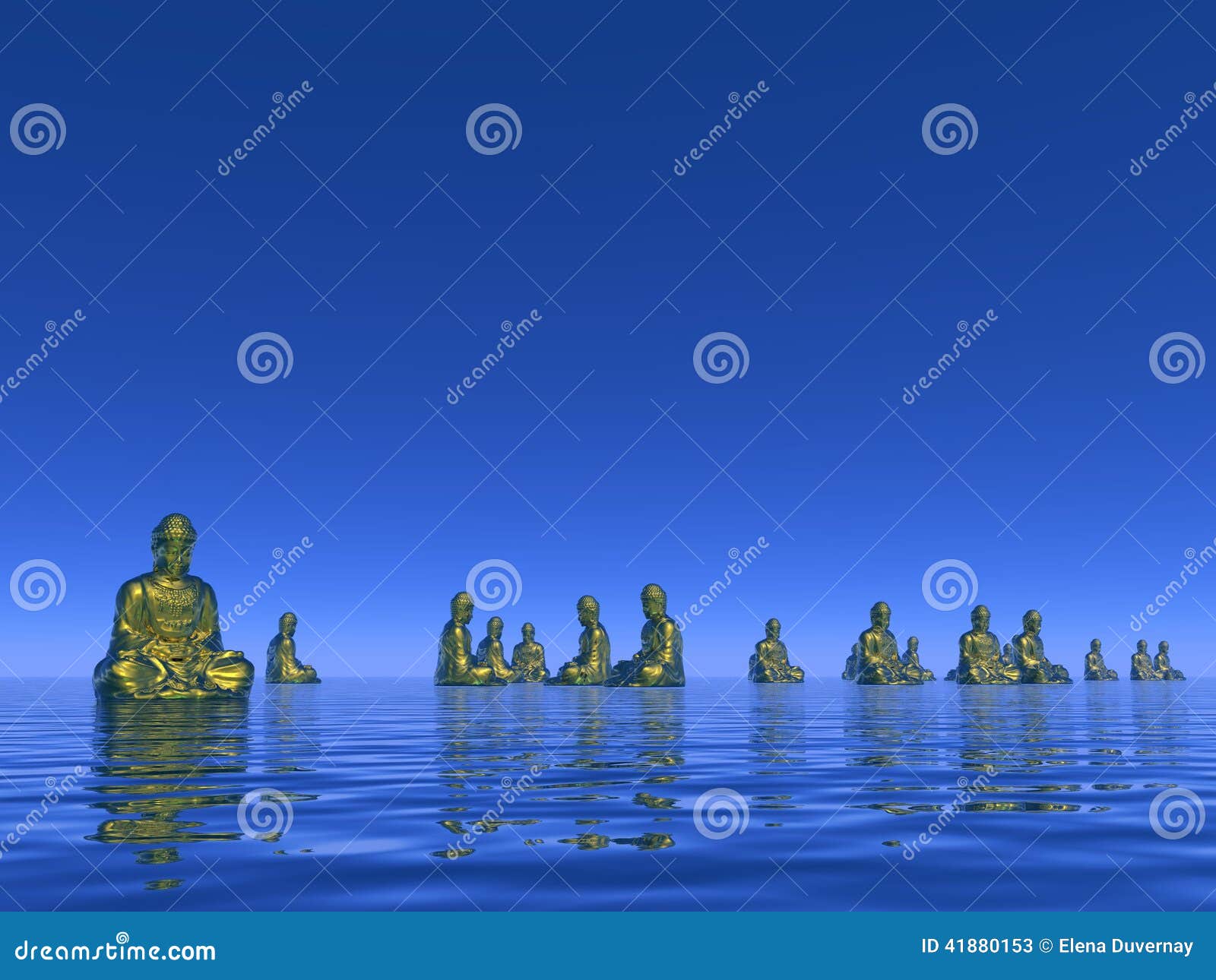 Many buddhas - 3D render stock illustration. Illustration of graphic ...