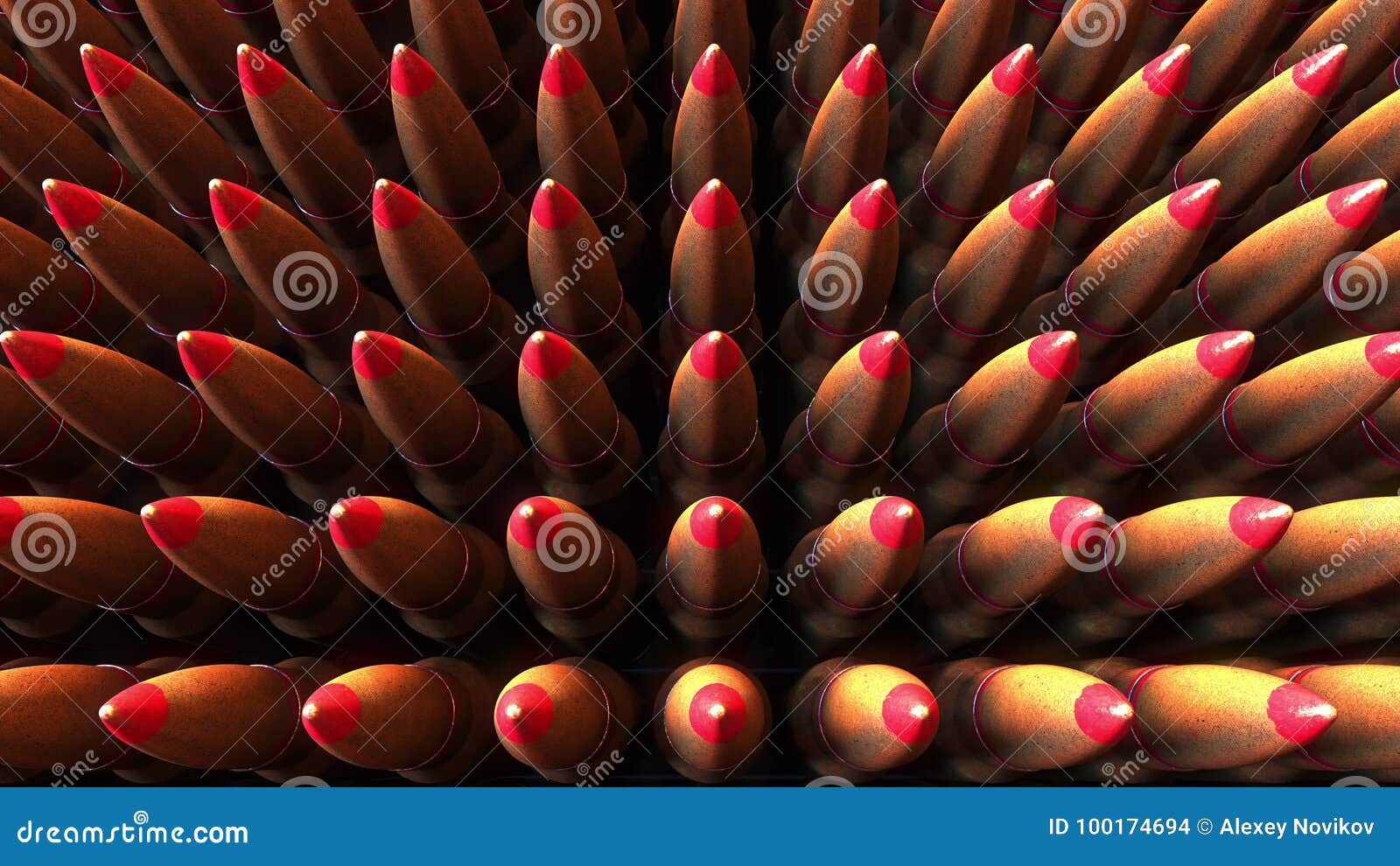 Many Bullets Top Down View, 3D Rendering. War, Ammunition, Aggression ...