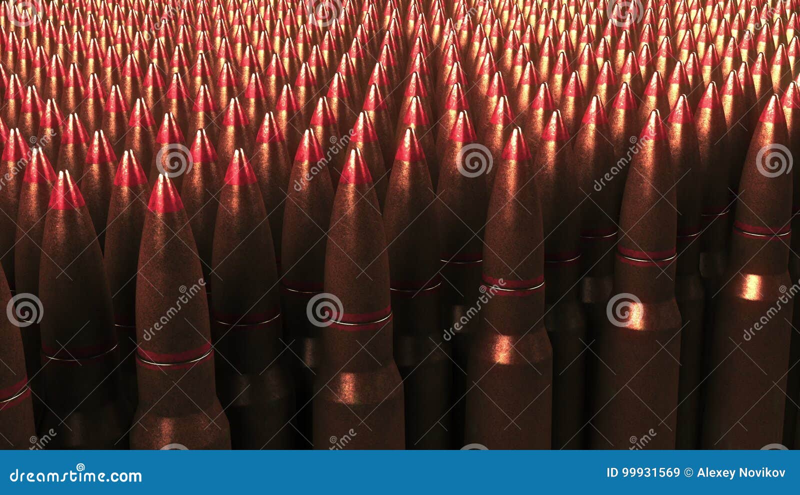 Many Bullets. War, Ammunition, Aggression Concepts. 3D Rendering Stock ...
