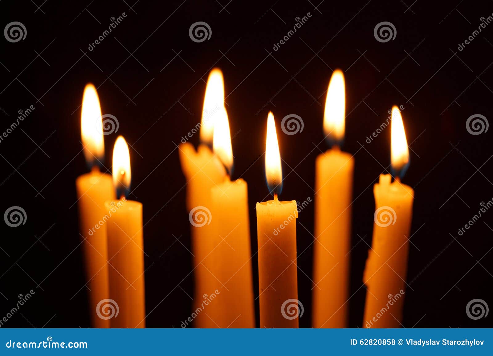 Many Burning Candles on Black Stock Photo - Image of praying, light ...