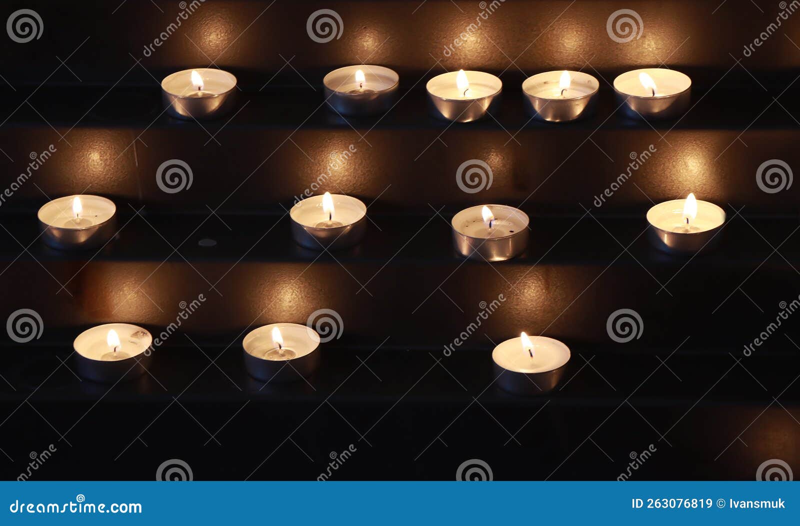Many Burning Candles in Church Stock Image - Image of church, closeup ...