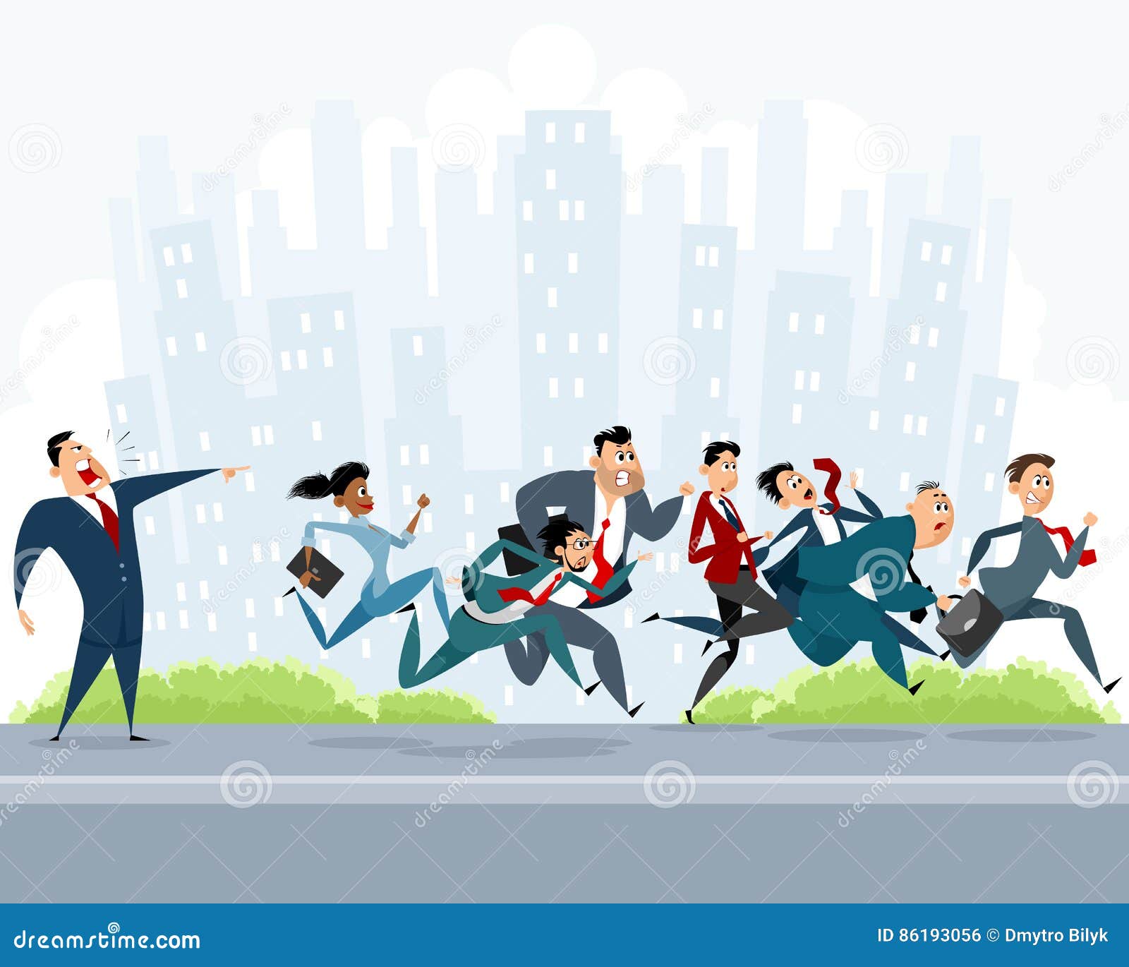 Many businessmen hurry stock vector. Illustration of style - 86193056