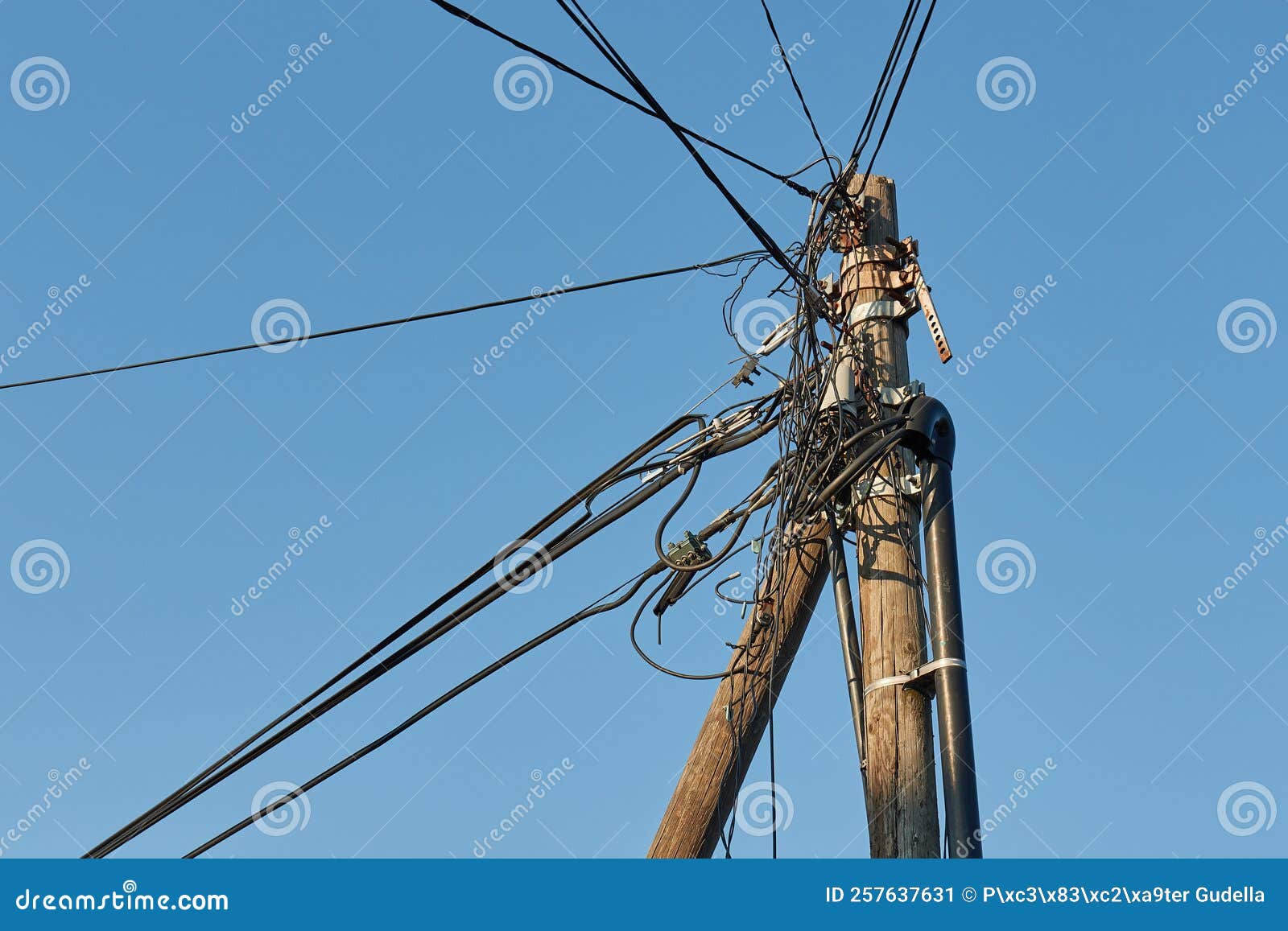 Electric Lines Post Many Wires Stock Image - Image of connection, pole ...