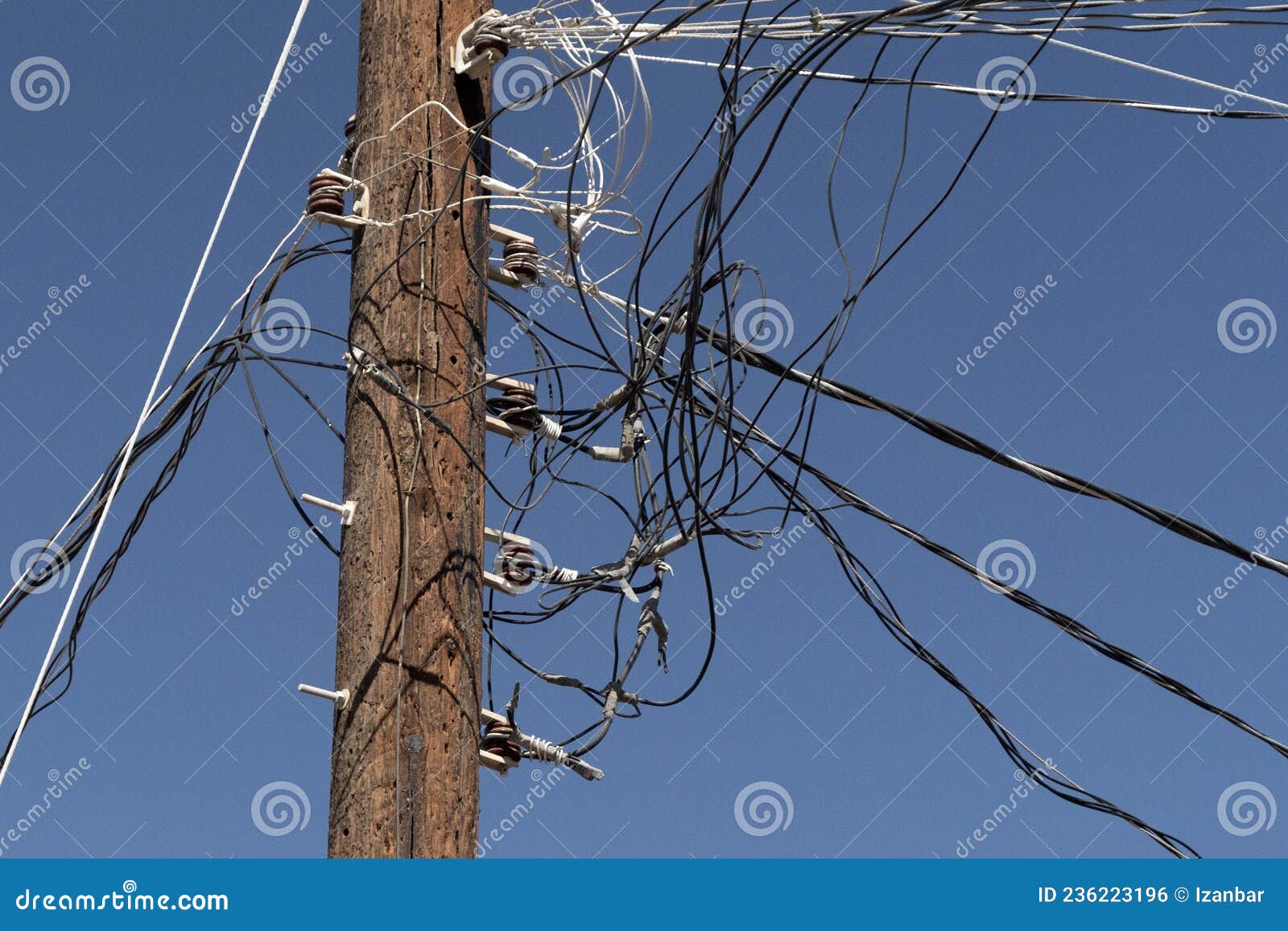 Many Cables Telephone Electricity Wires Together Stock Photo - Image of ...