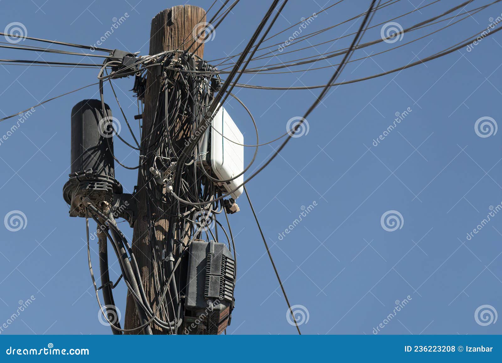Many Cables Telephone Electricity Wires Together Stock Photo - Image of ...