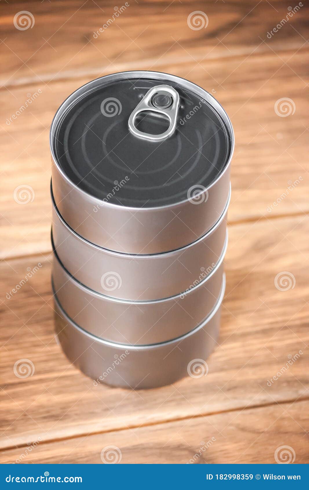 Many Cans of Tuna Silver Color in Column Close-up Stock Image - Image ...