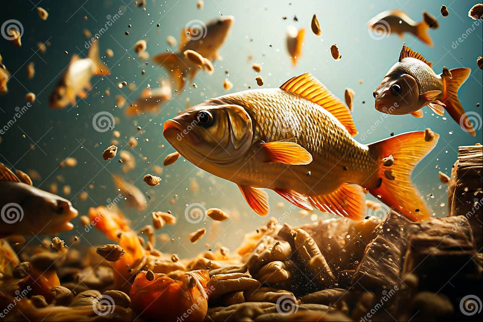 Many Carbs Fish are Swarming, Generative Ai Stock Illustration ...