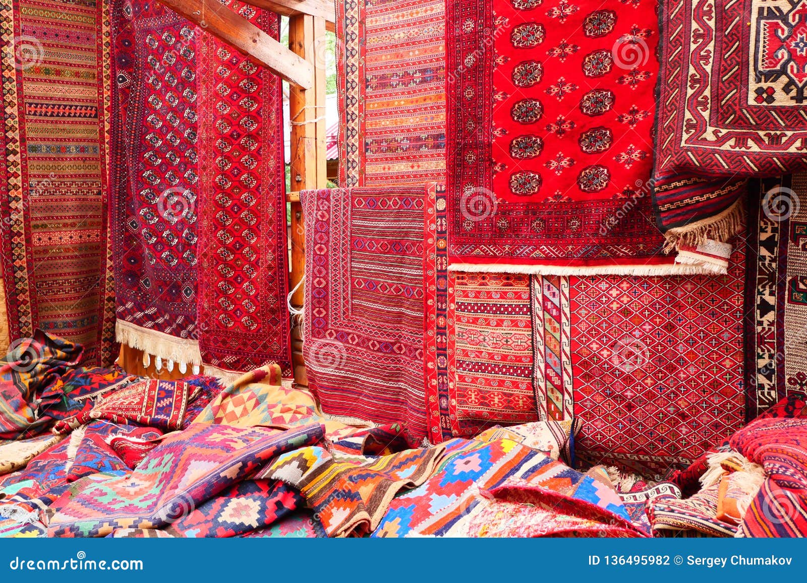 Many Carpets on Middle East Bazar Stock Photo - Image of wool, turkish ...