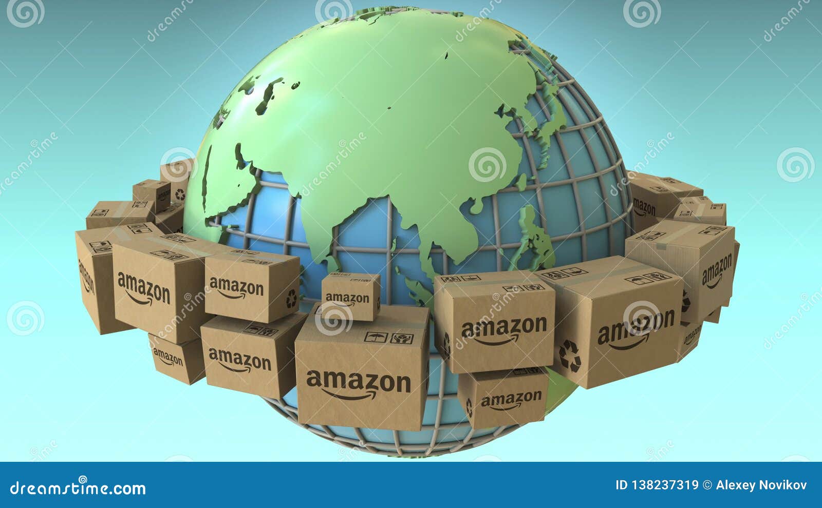 Many Cartons with AMAZON Logo Around the World, Asia Emphasized ...