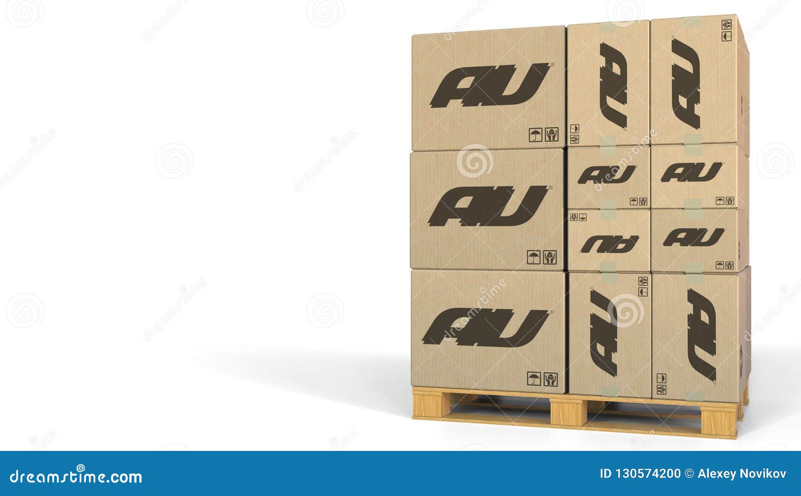 Many Cartons with Au Logo. Editorial 3D Rendering Editorial Image ...