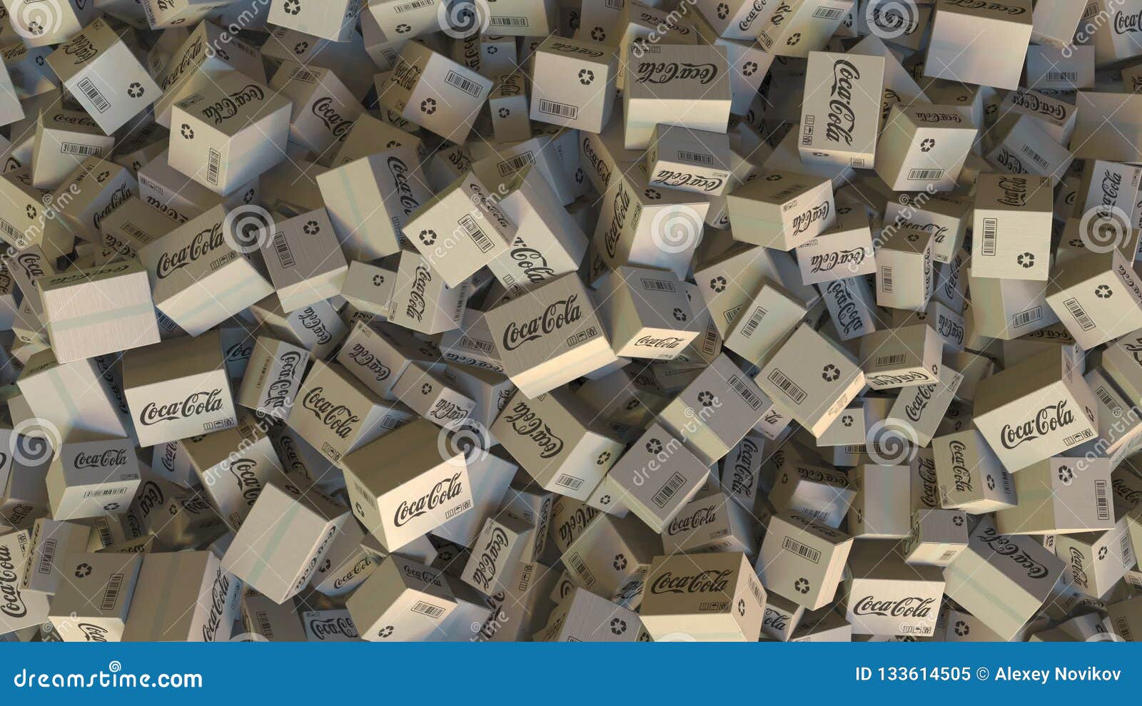 Pile of Cartons with Coca-Cola Logo. Editorial 3D Rendering Editorial ...