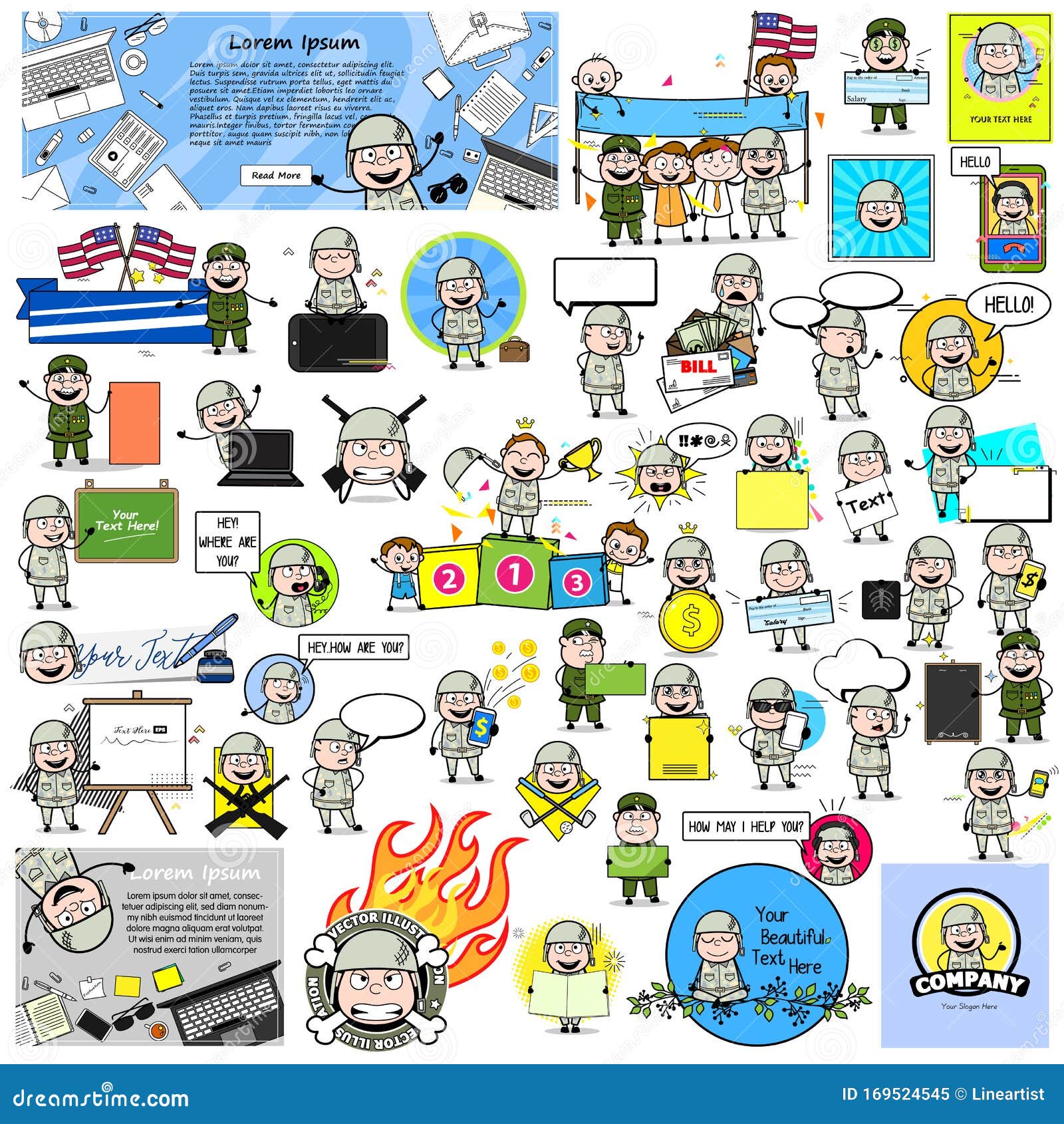Many Cartoon Army Man Concepts - Various Concepts Vector Illustrations ... Many Cartoon Army Man Concepts - Various Concepts Vector Illustrations ...