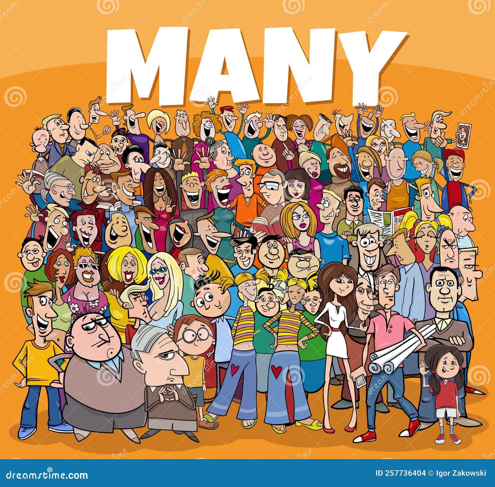 Many Cartoon People Comic Characters Group Stock Vector - Illustration ...