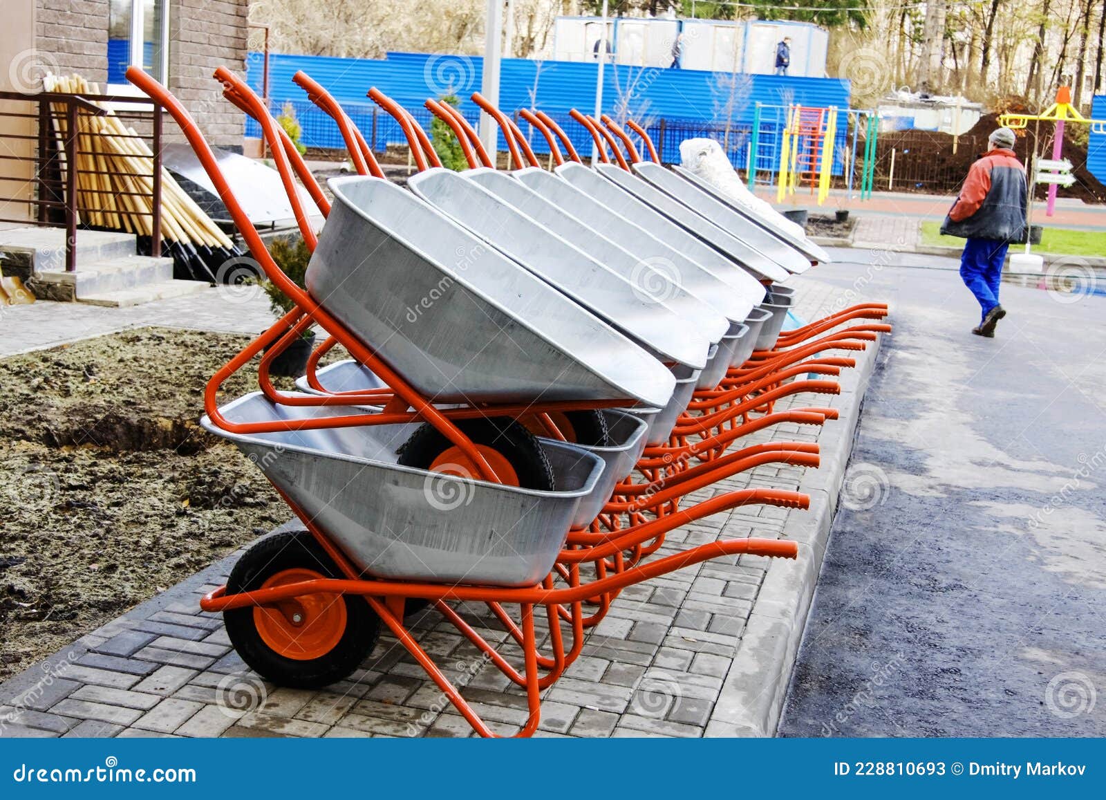 Many Carts at the Construction Site. Equipment for the Transportation ...