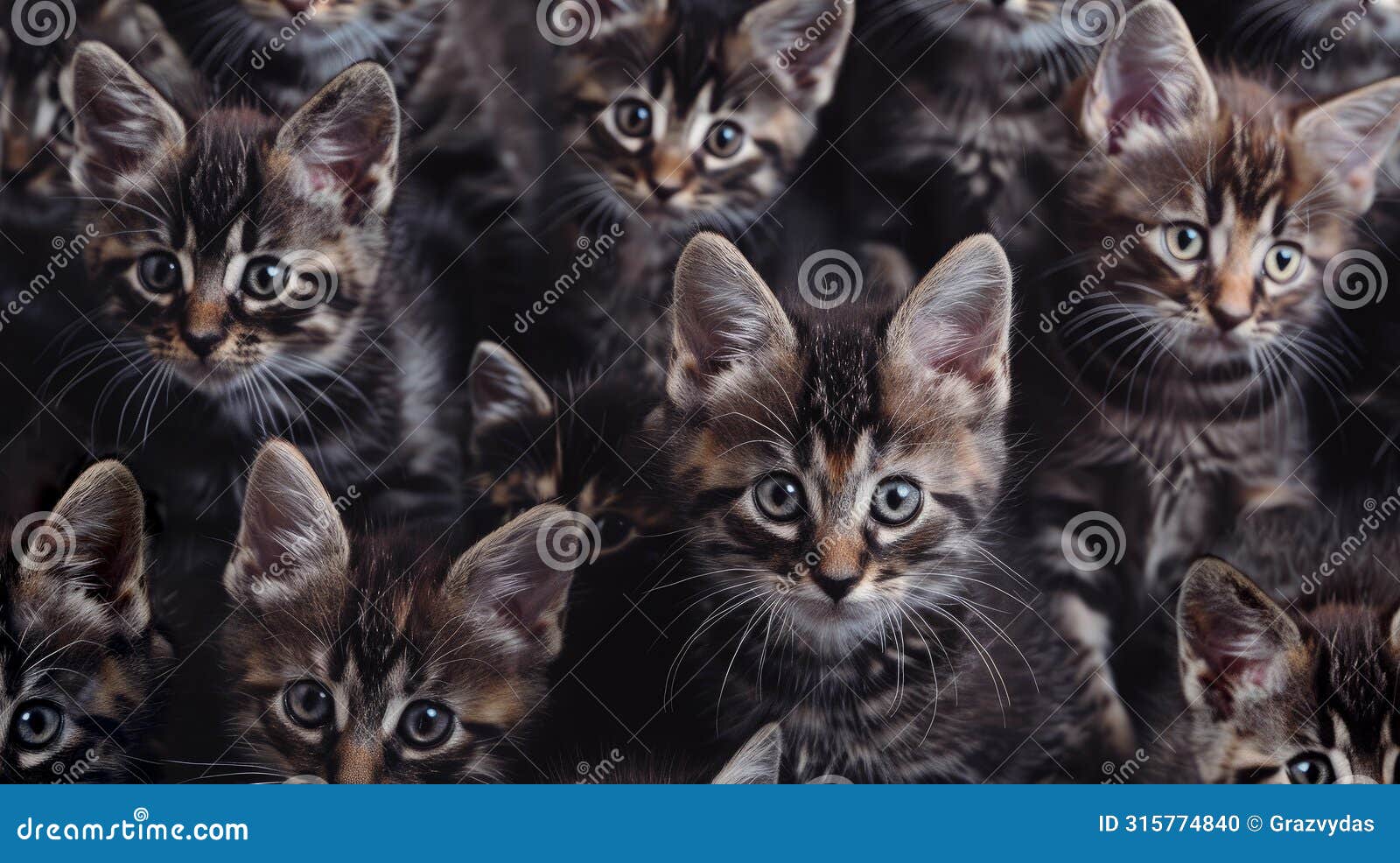 Many Cats. Background Full of Cute Kittens Stock Illustration ...