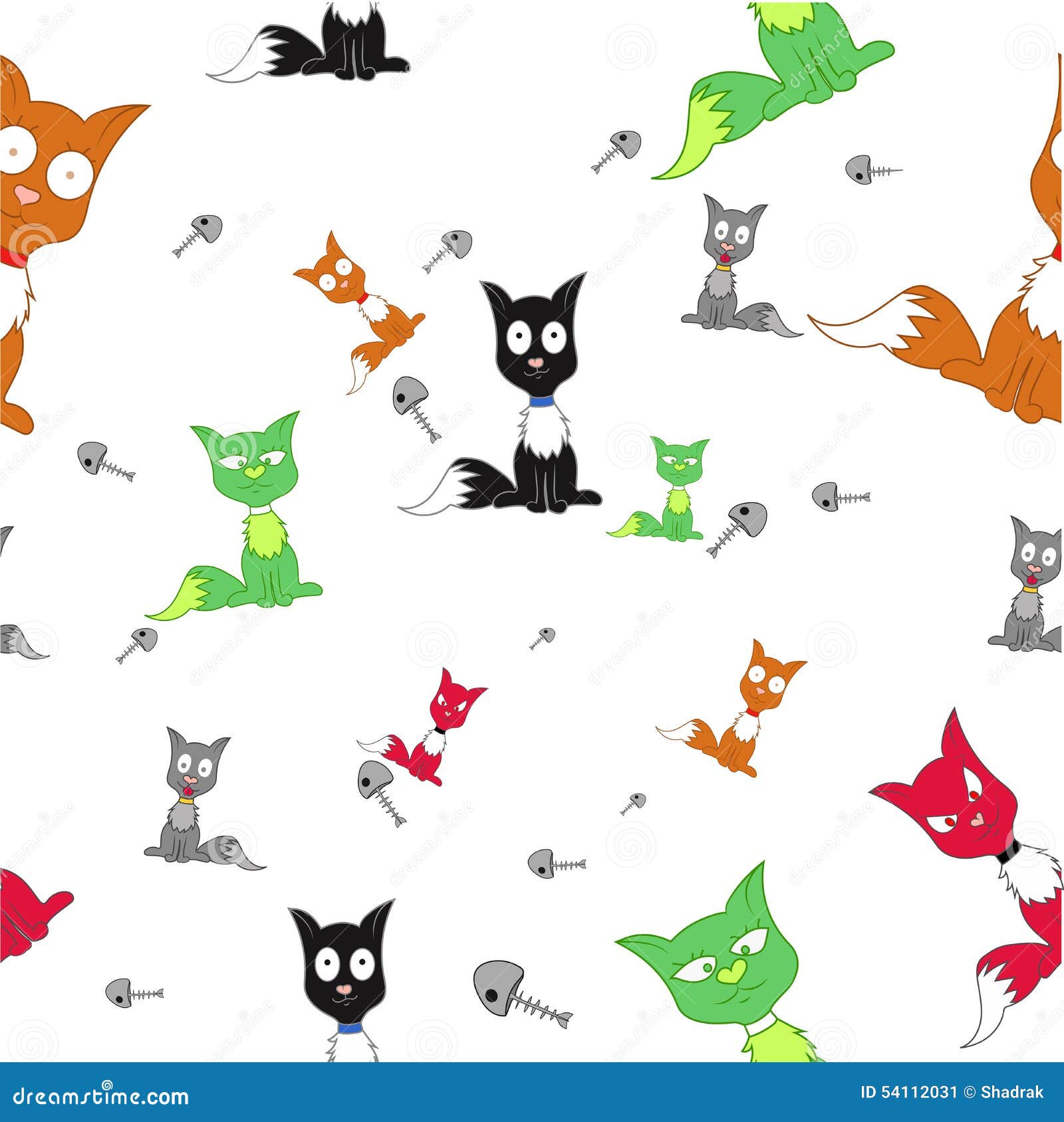 Many cats stock vector. Illustration of colorful, cute - 54112031