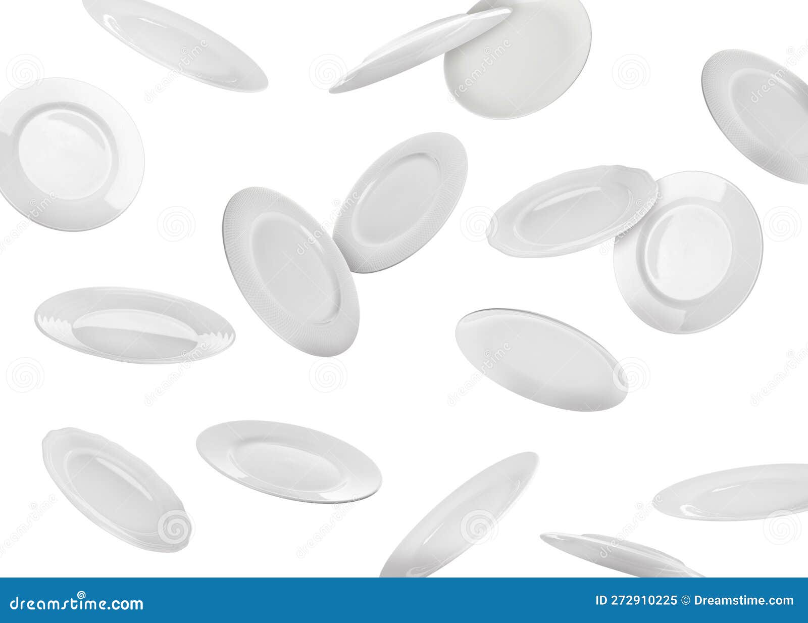 Many Ceramic Plates Falling on White Background Stock Image - Image of ...