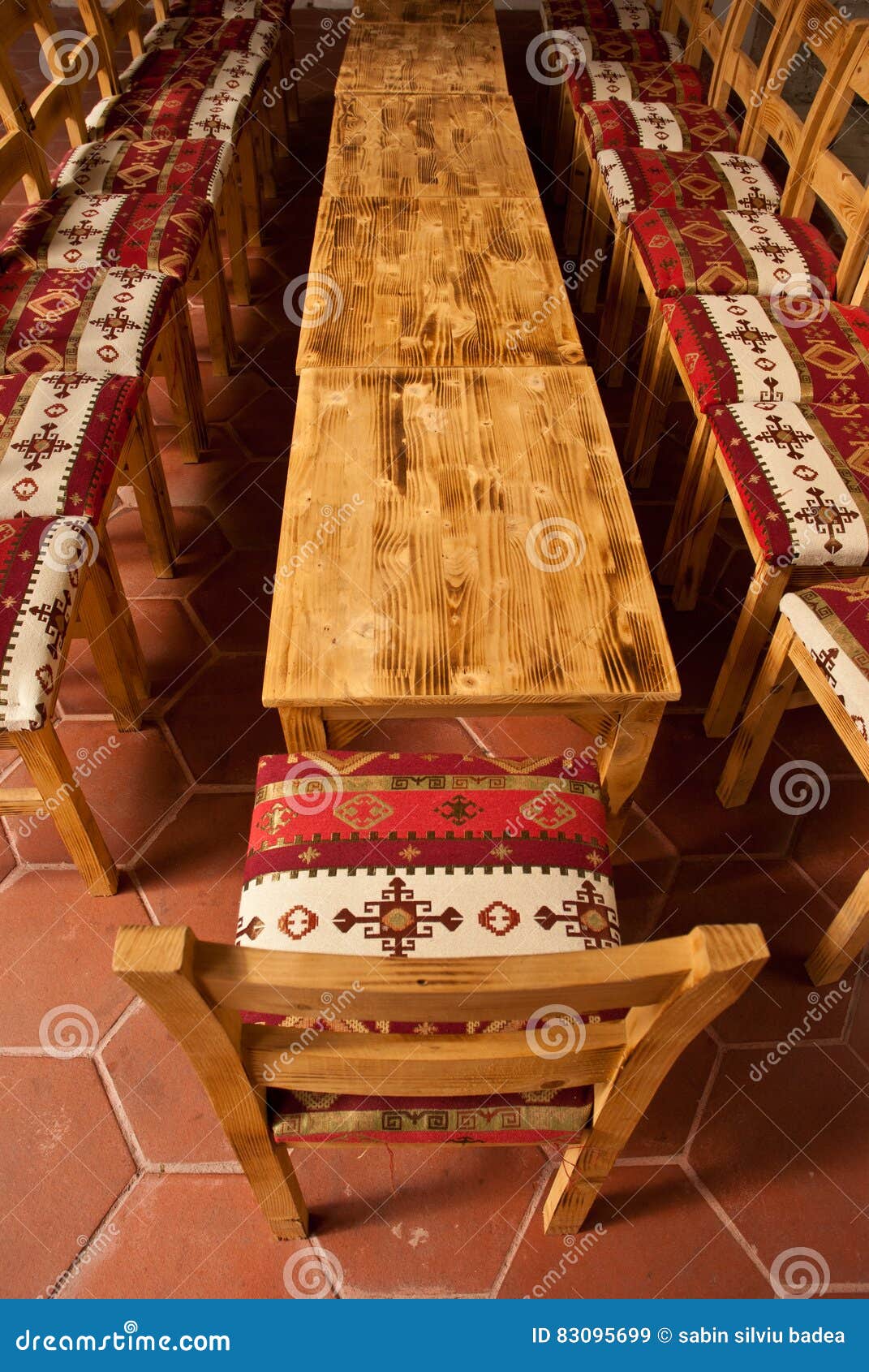 Many chairs long table stock image. Image of colours - 83095699