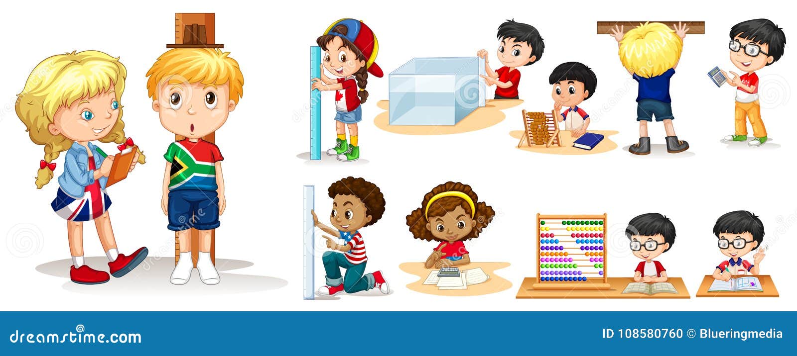 Children Measuring Ruler With Multiplication Table Cartoon Vector ...