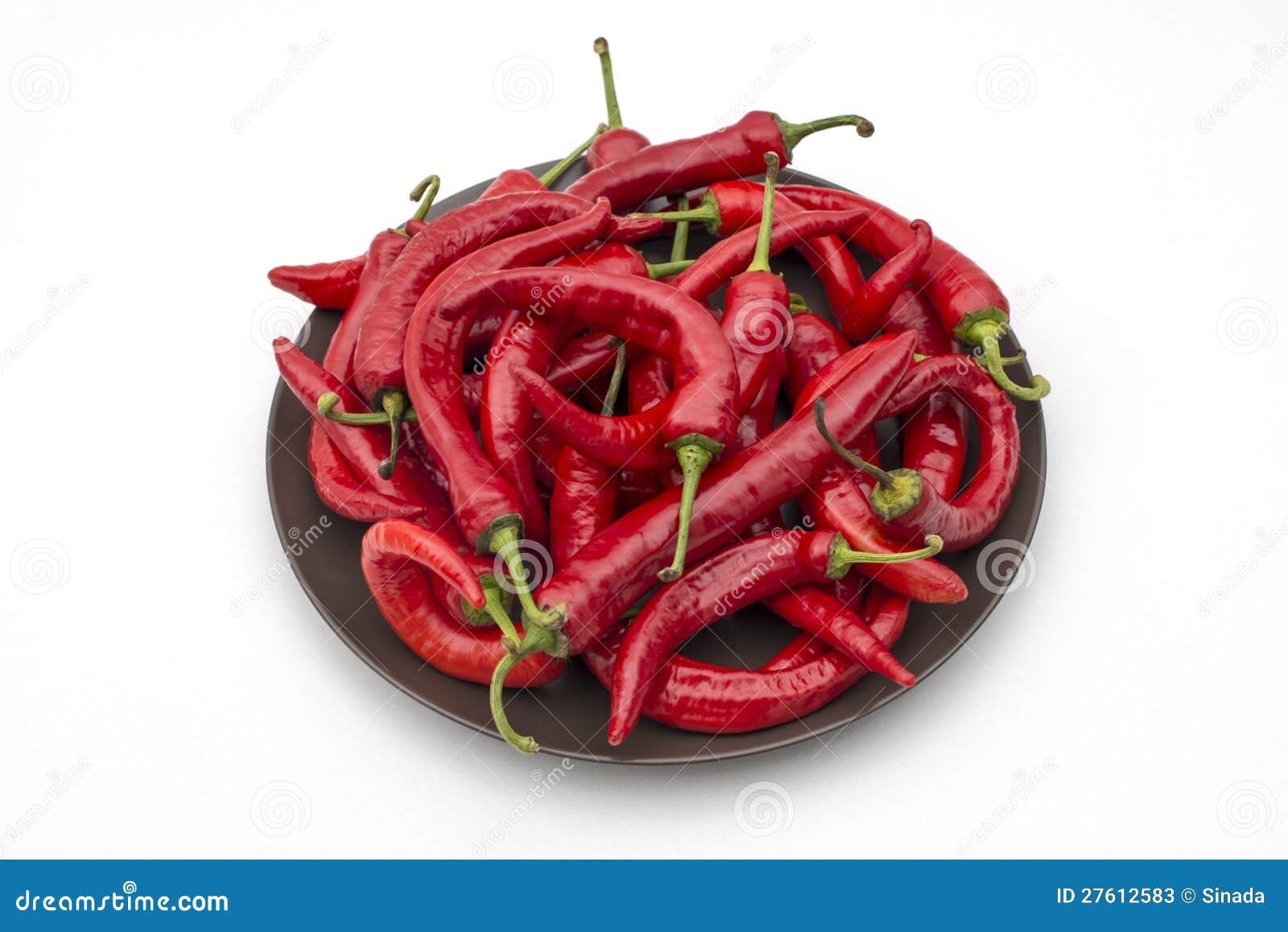 Many Chili Peppers on Plate Stock Image - Image of space, peppers: 27612583
