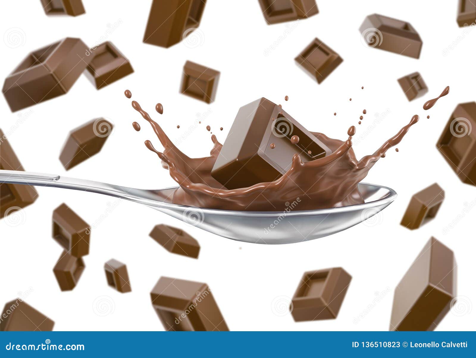 Chocolate Cubes Melting On White Background Royalty-Free Stock Photo ...