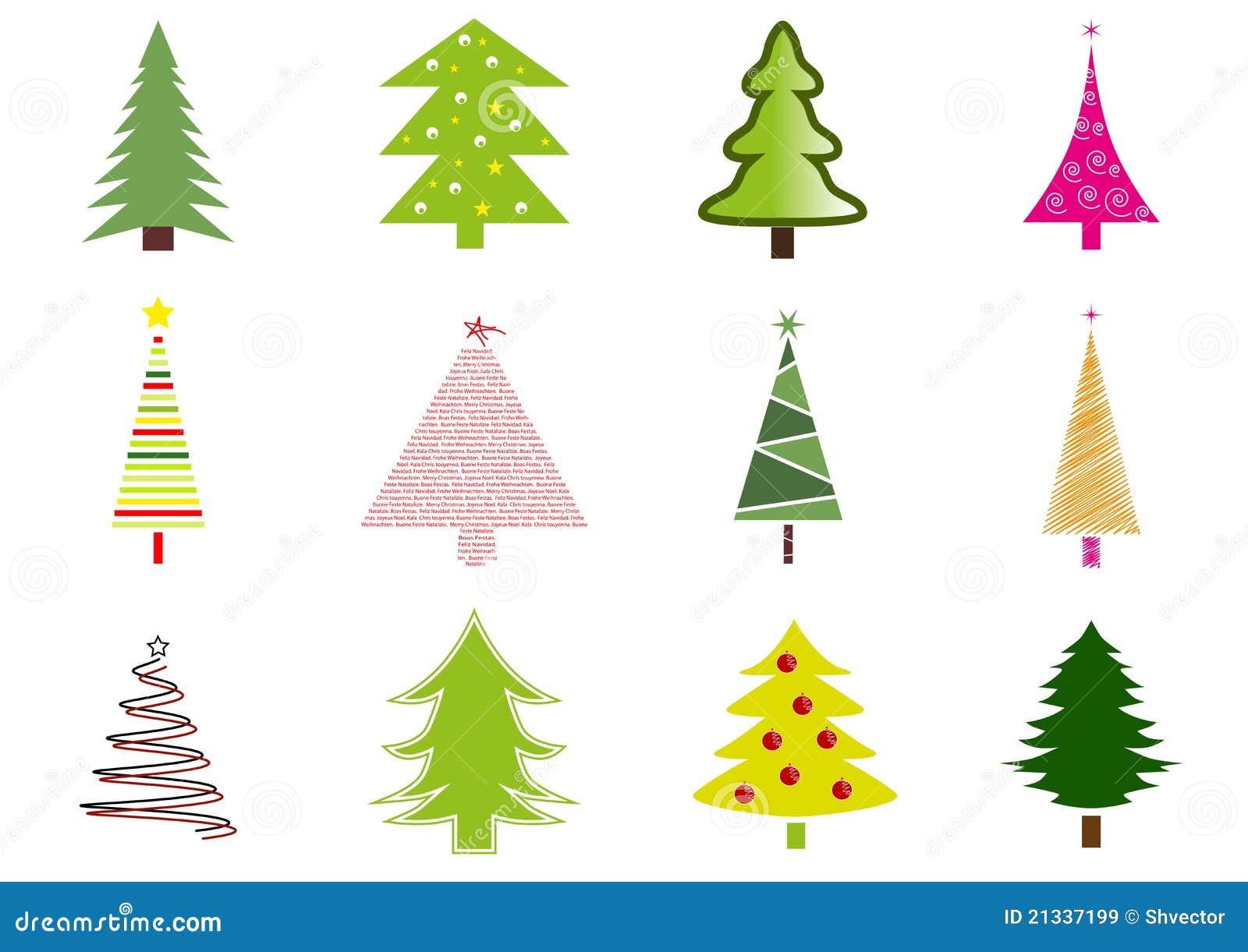 Many christmas trees stock vector. Illustration of decoration - 21337199