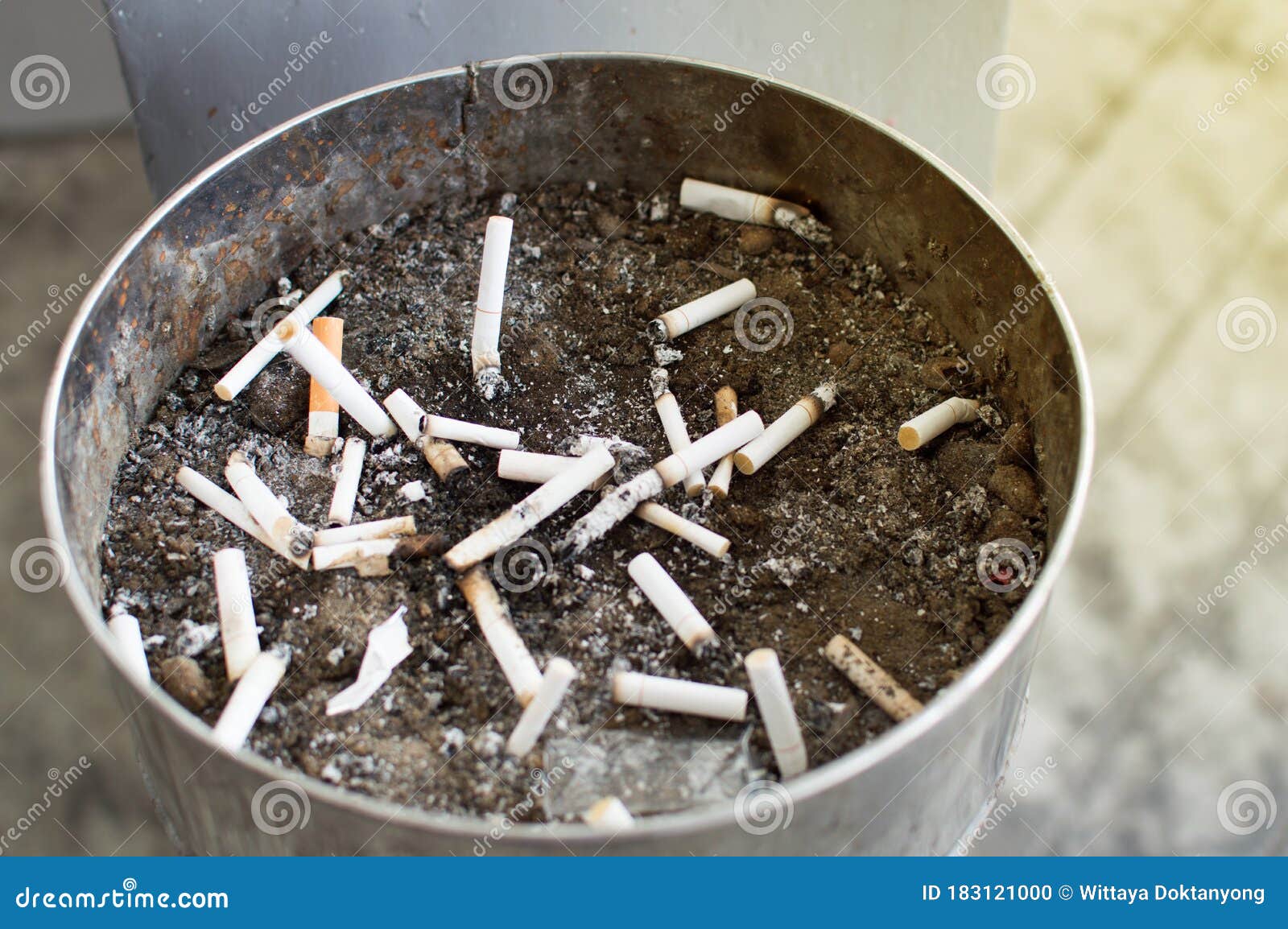 Remnants of the Smoked Cigarettes on the Tank To Extinguish the ...