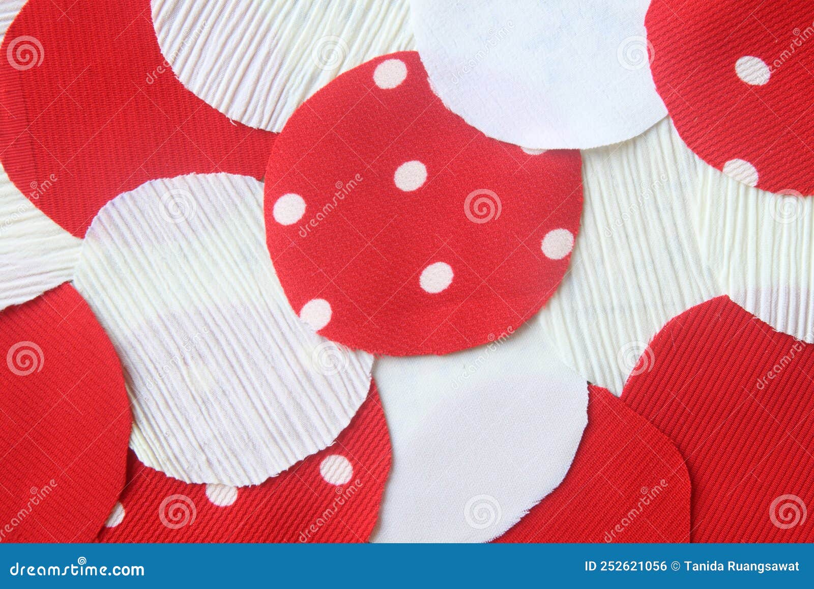 Many Circle Red and White Rag Fabric for Background Stock Photo - Image ...