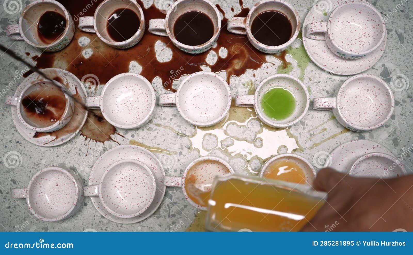 Many Circles into Which Various Drinks are Poured. Top View, General ...