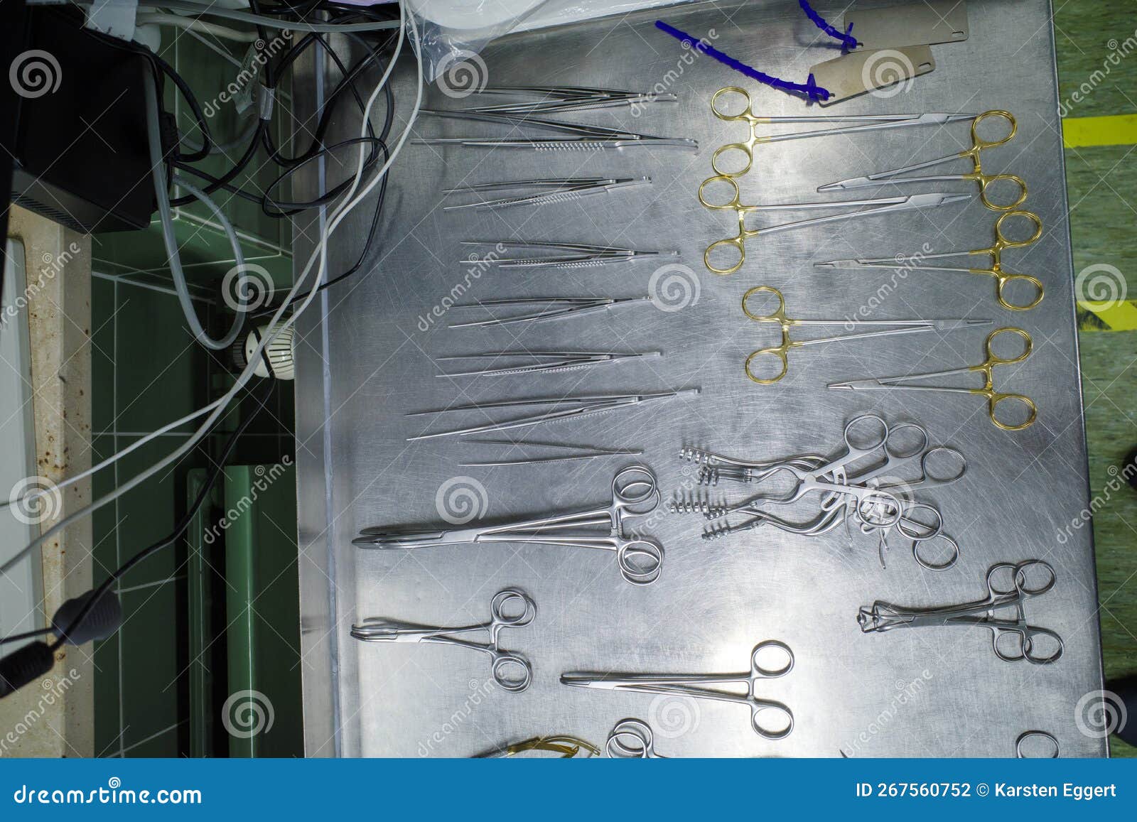 Many Cleaned Instruments for Performing Vascular Surgery Lie on a Metal ...