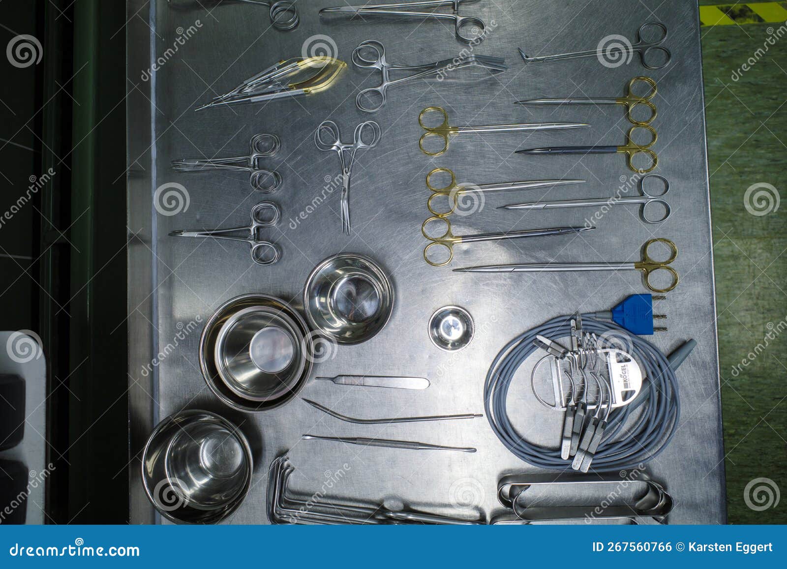 Many Cleaned Instruments for Performing Vascular Surgery Lie on a Metal ...
