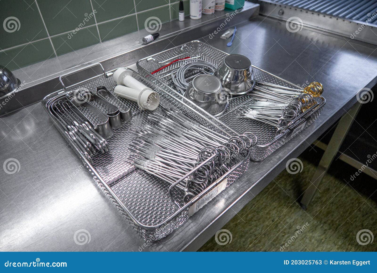 Many Cleaned Surgical Instruments are Sorted into Instrument Trays ...