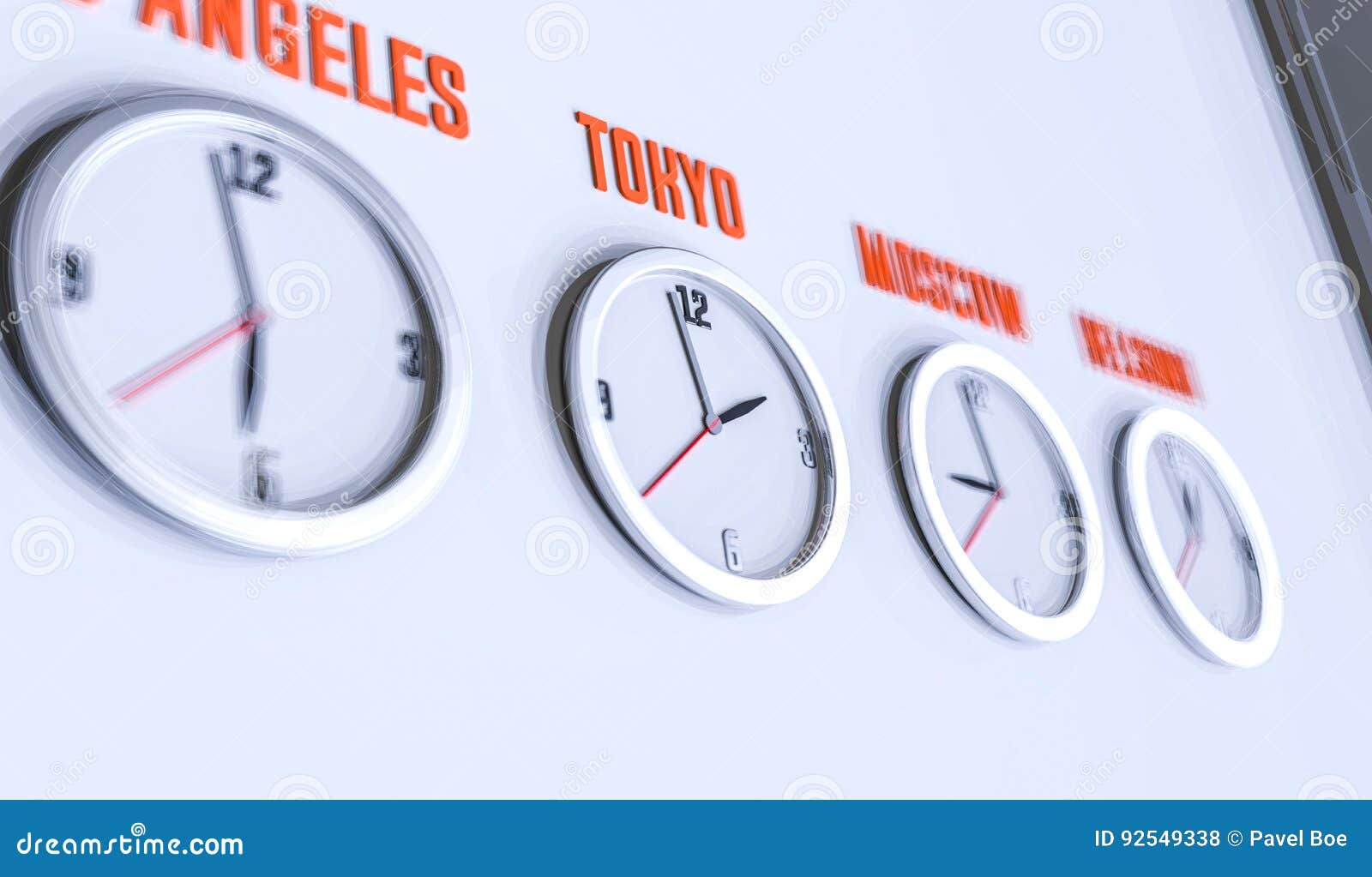 Many Clocks on the White Wall 3d Illustration Stock Photo - Image of ...