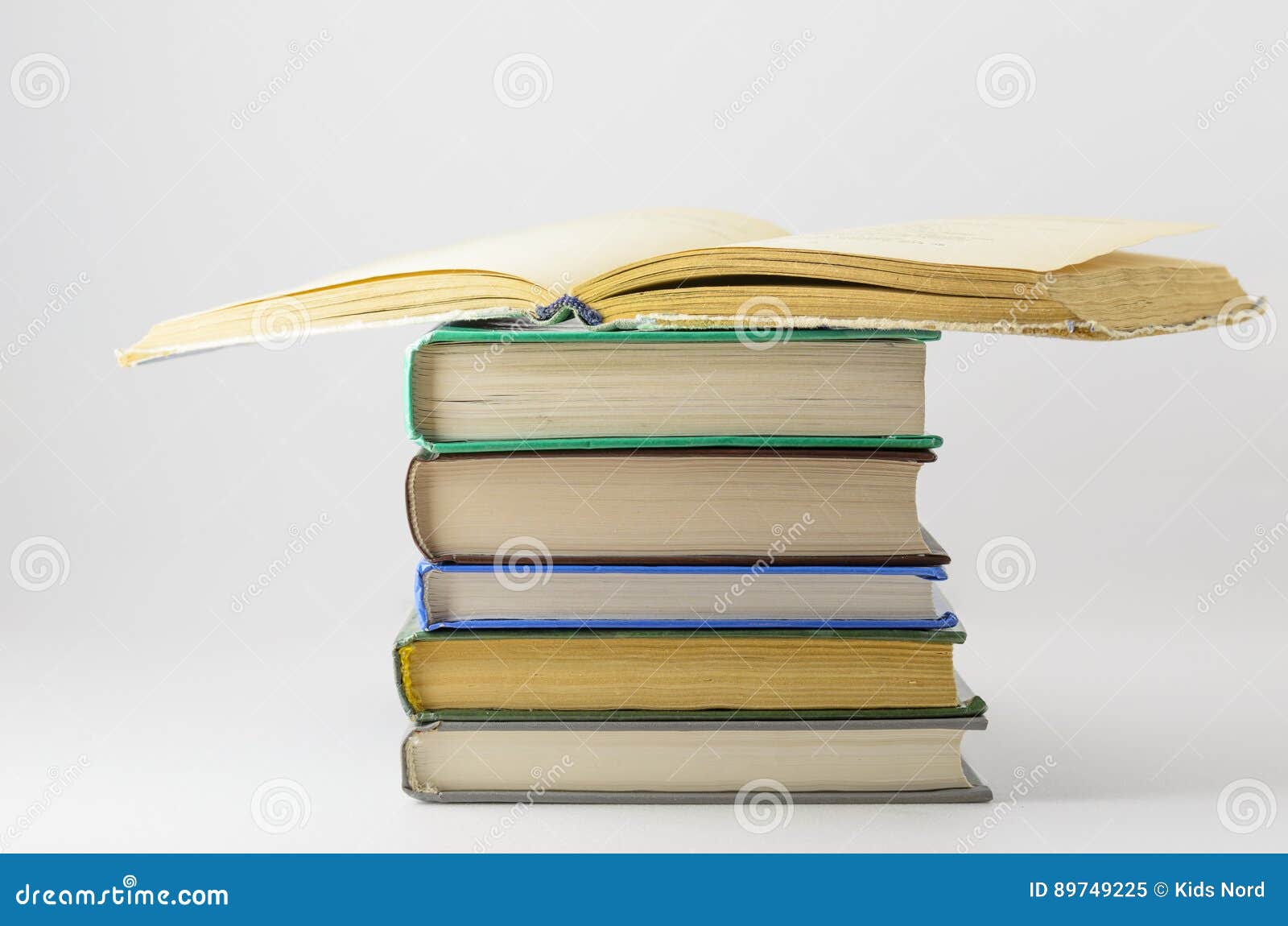 Many Closed Books Lying White Background One Open Book Photos - Free ...