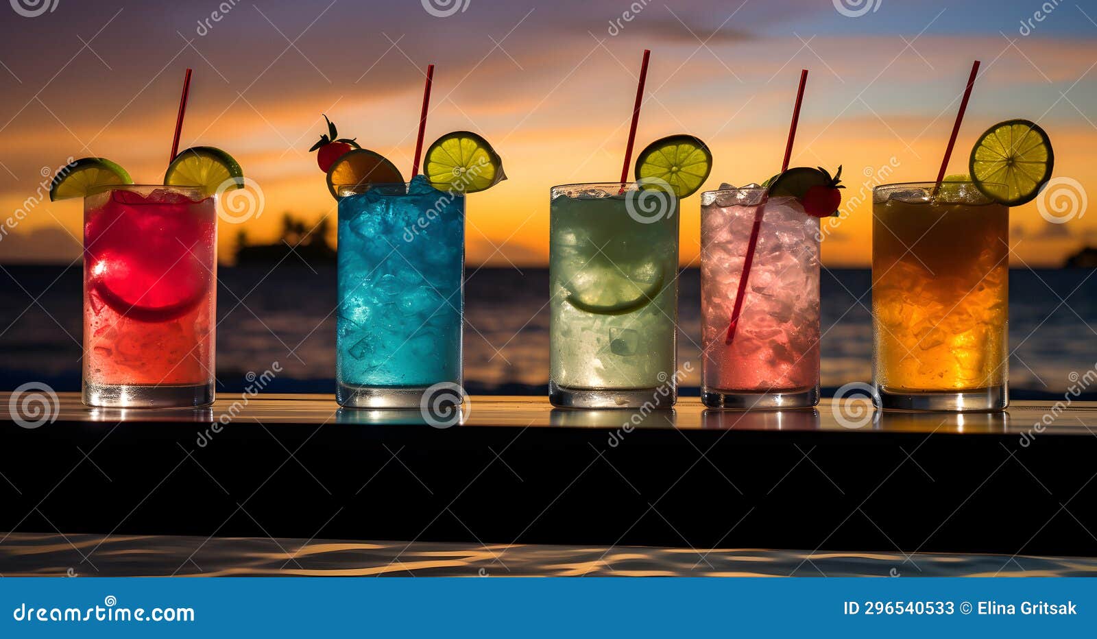 Many Cocktails, Exotic Drinks, Alcoholic Drinks Bar, Stock Illustration ...