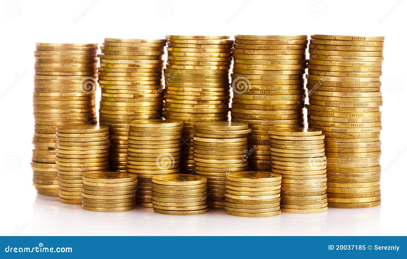 Many Coins in Column Isolated Stock Image - Image of business, coin ...