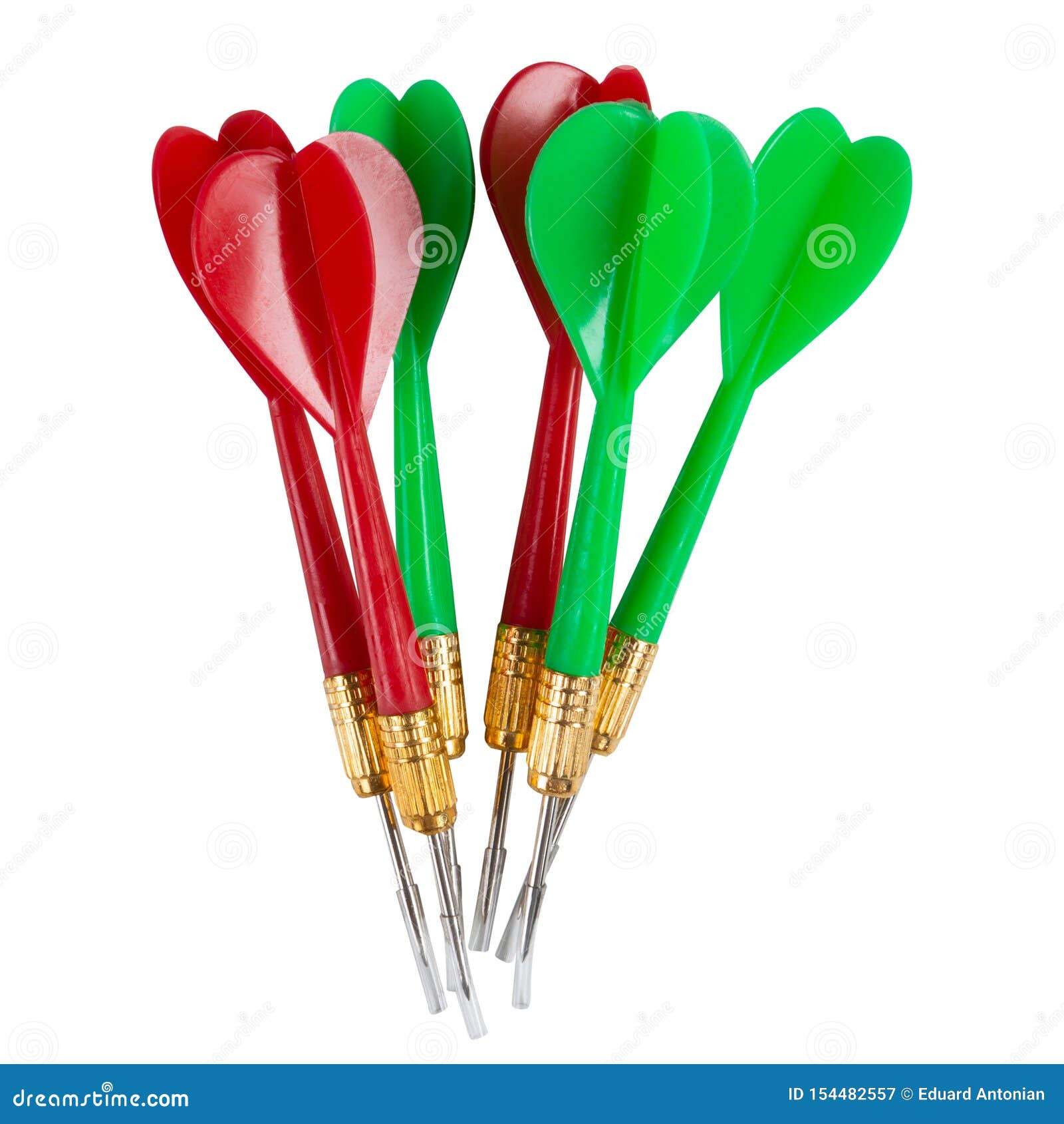 Many Color Darts, Assembled in a Pile, on a White Background Stock ...