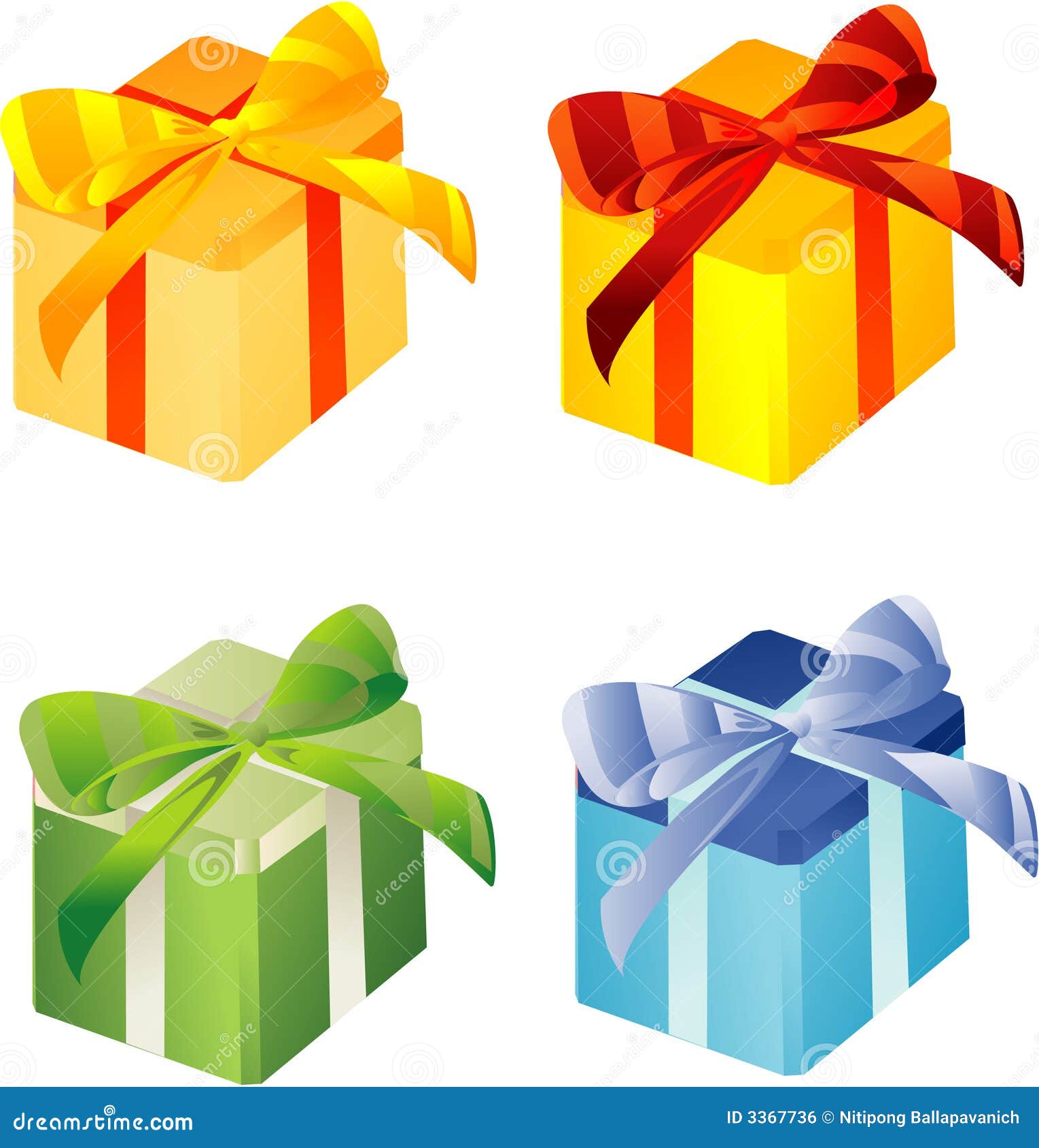 Many color giftboxes stock vector. Illustration of blue - 3367736