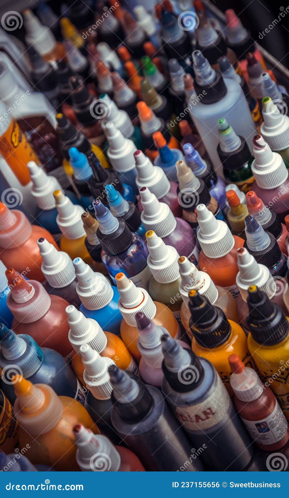 Many Color Ink Bottles for Tattoo Stock Photo - Image of creative ...