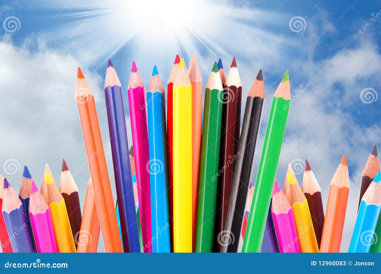 Many color pencils stock image. Image of descriptive - 12960083