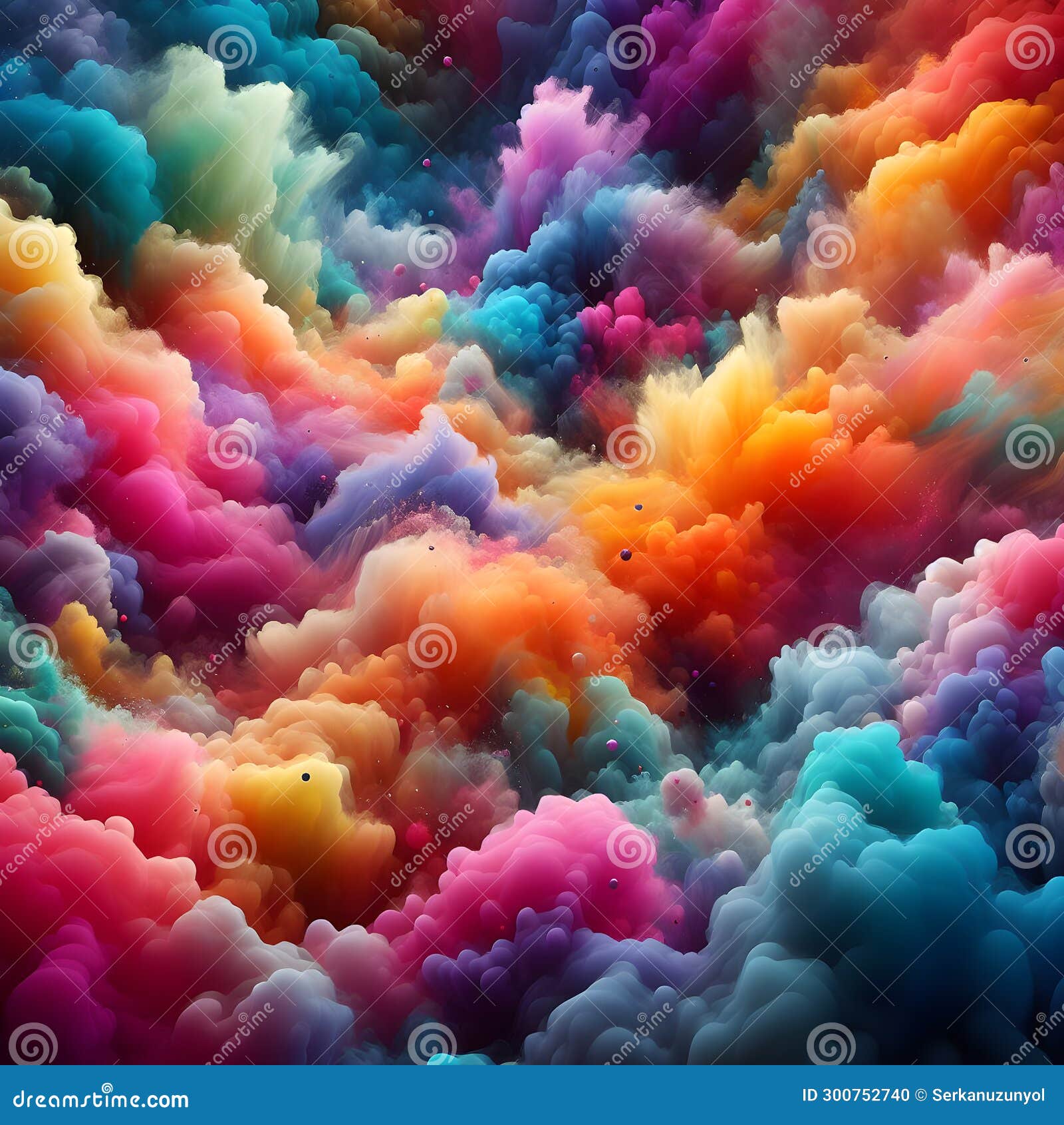 Many Colored Abstract Smoke Background. Powder and Colors Splash, Paint ...