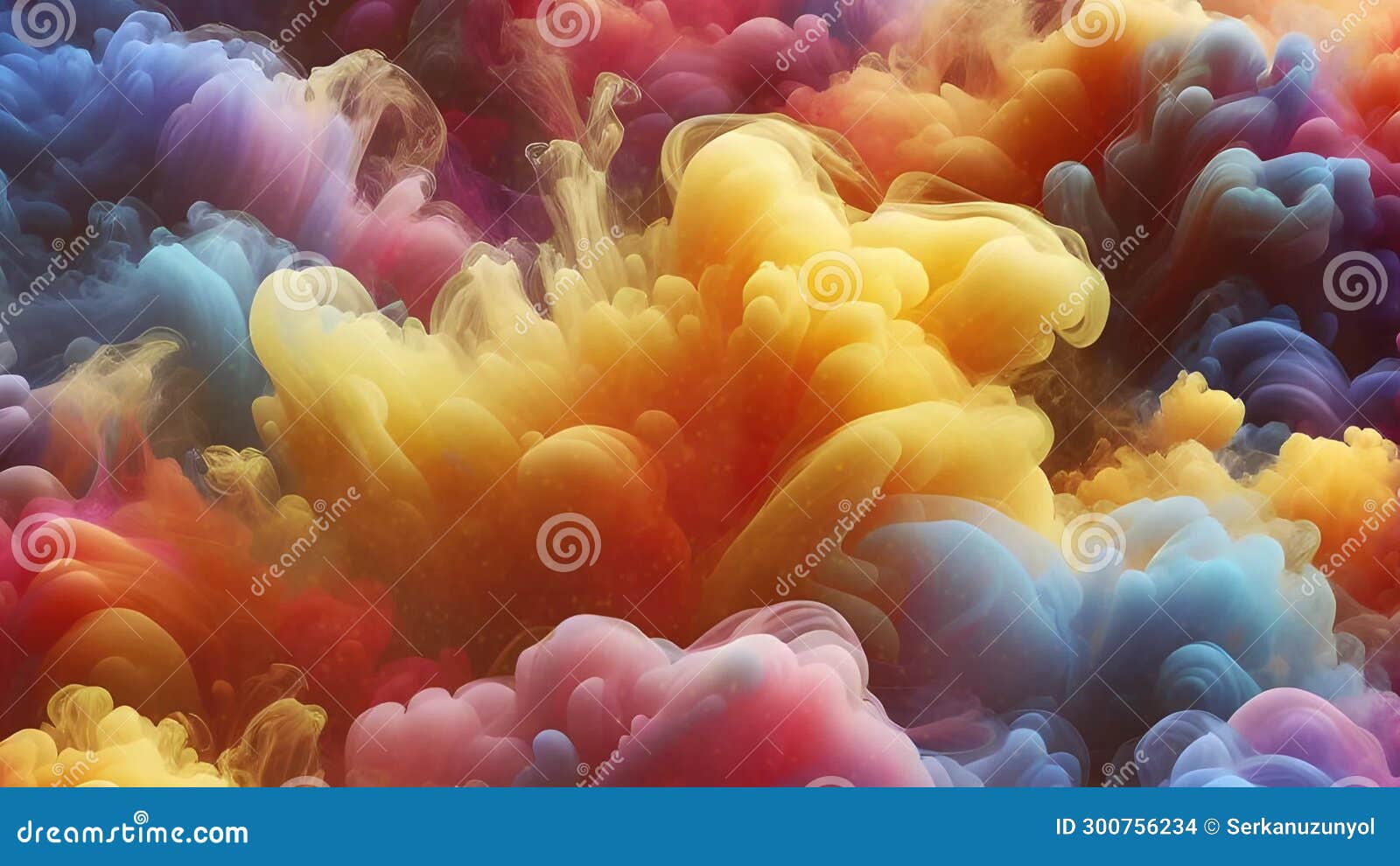 Many Colored Abstract Smoke Background. Powder and Colors Splash, Paint ...